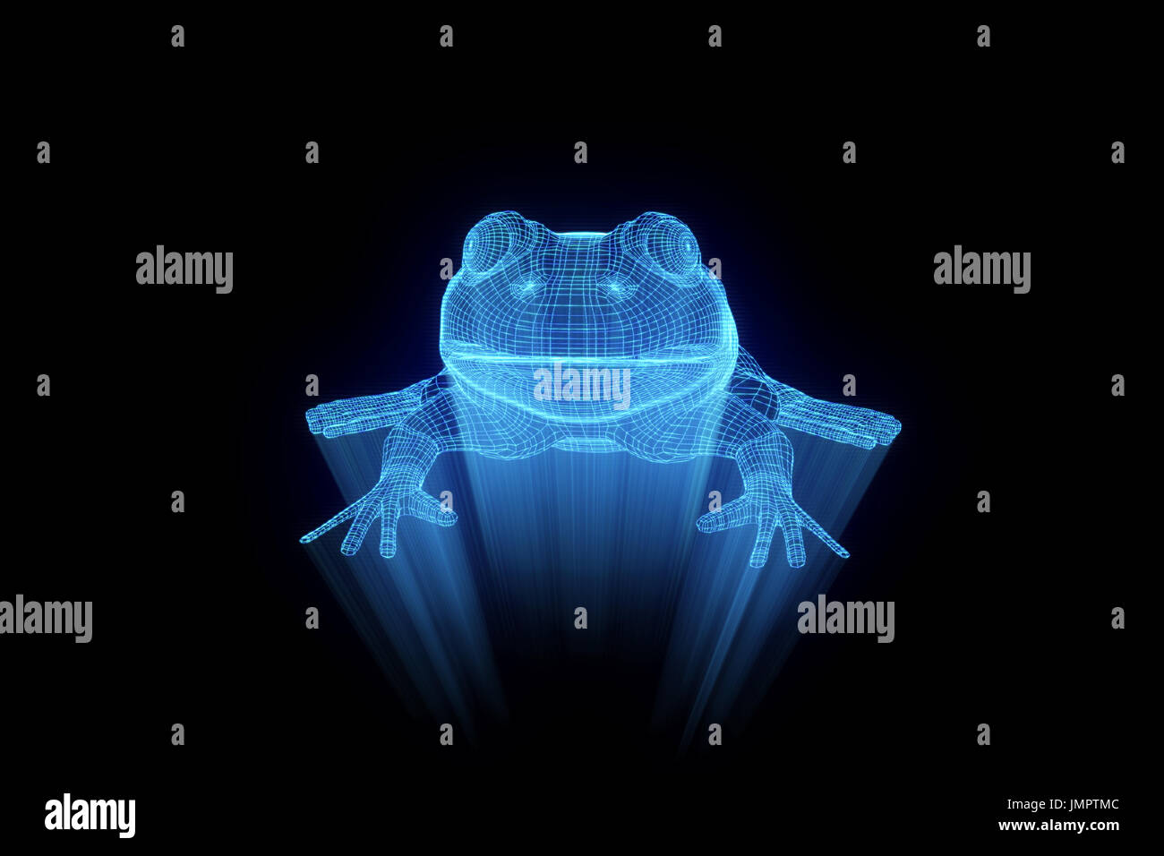 Frog in Hologram Wireframe Style. Nice 3D Rendering Stock Photo - Alamy
