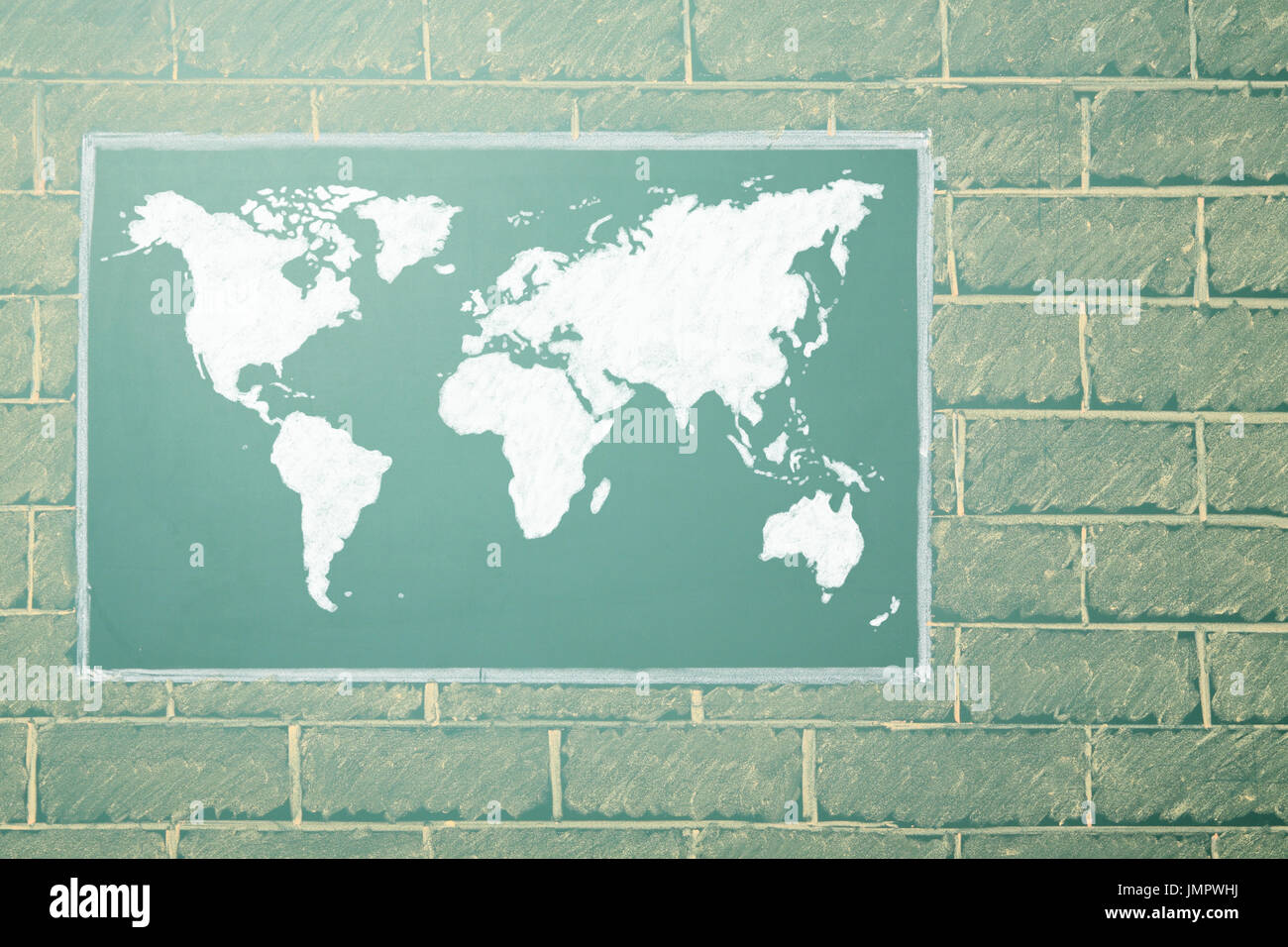 Chalk drawing of World map Stock Photo - Alamy