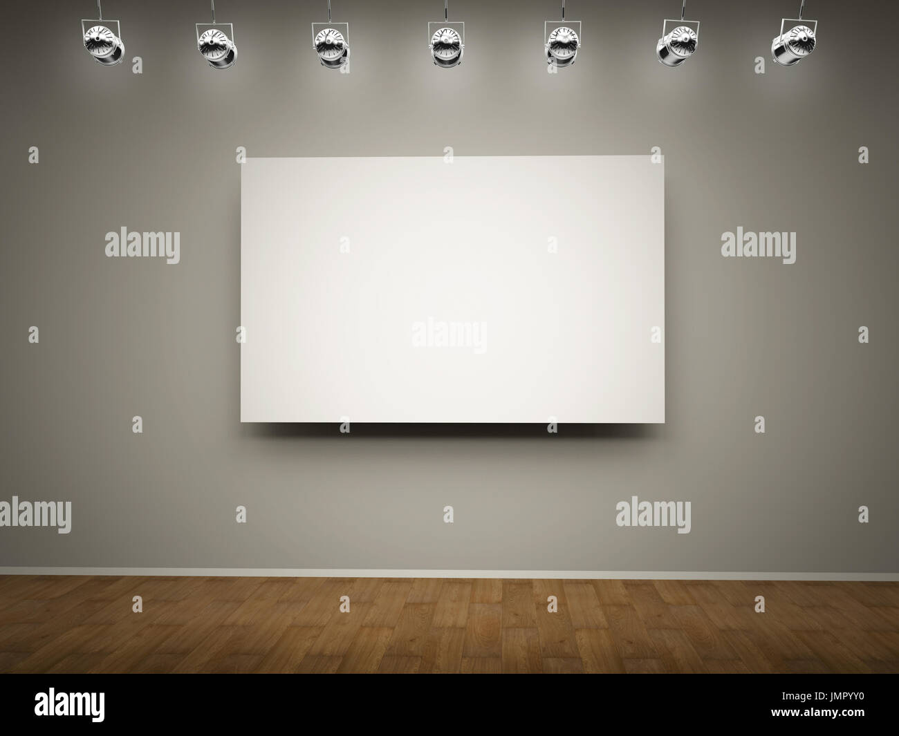 3d rendering white blank frame with pendant lamps hanging Stock Photo ...