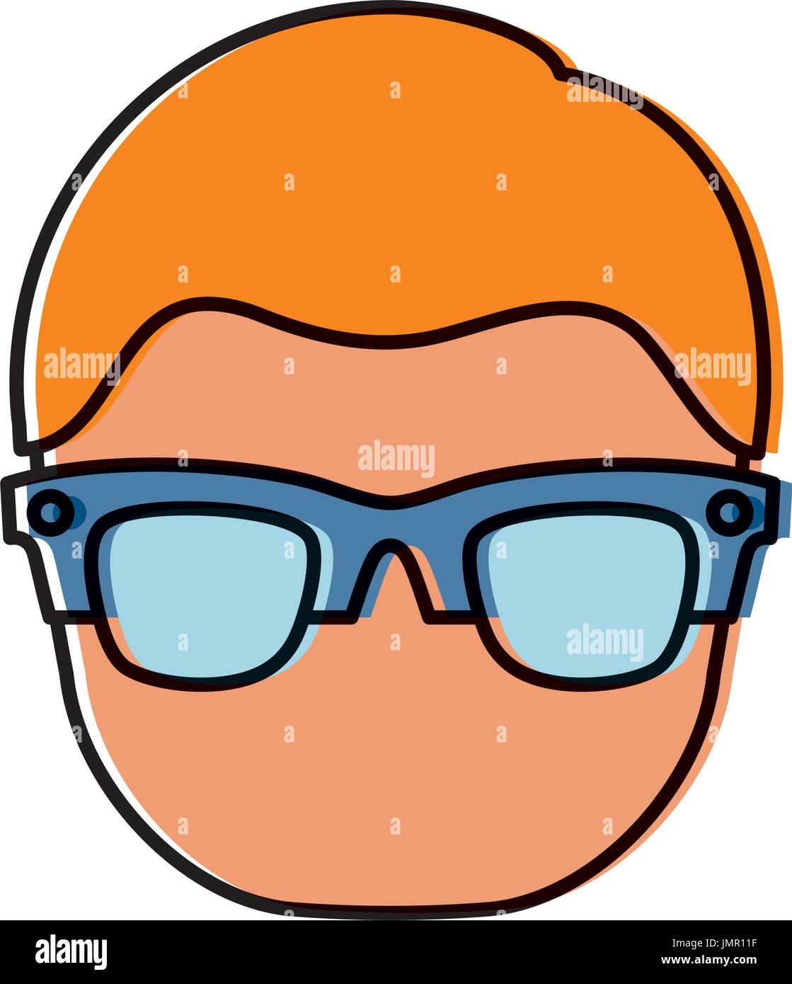 man wearing glasses icon over white background colorful design vector ...