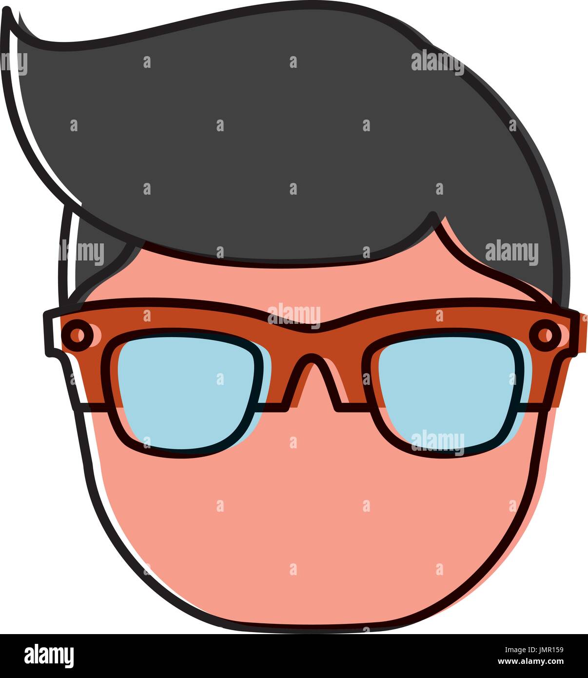 man wearing glasses icon over white background colorful design vector ...