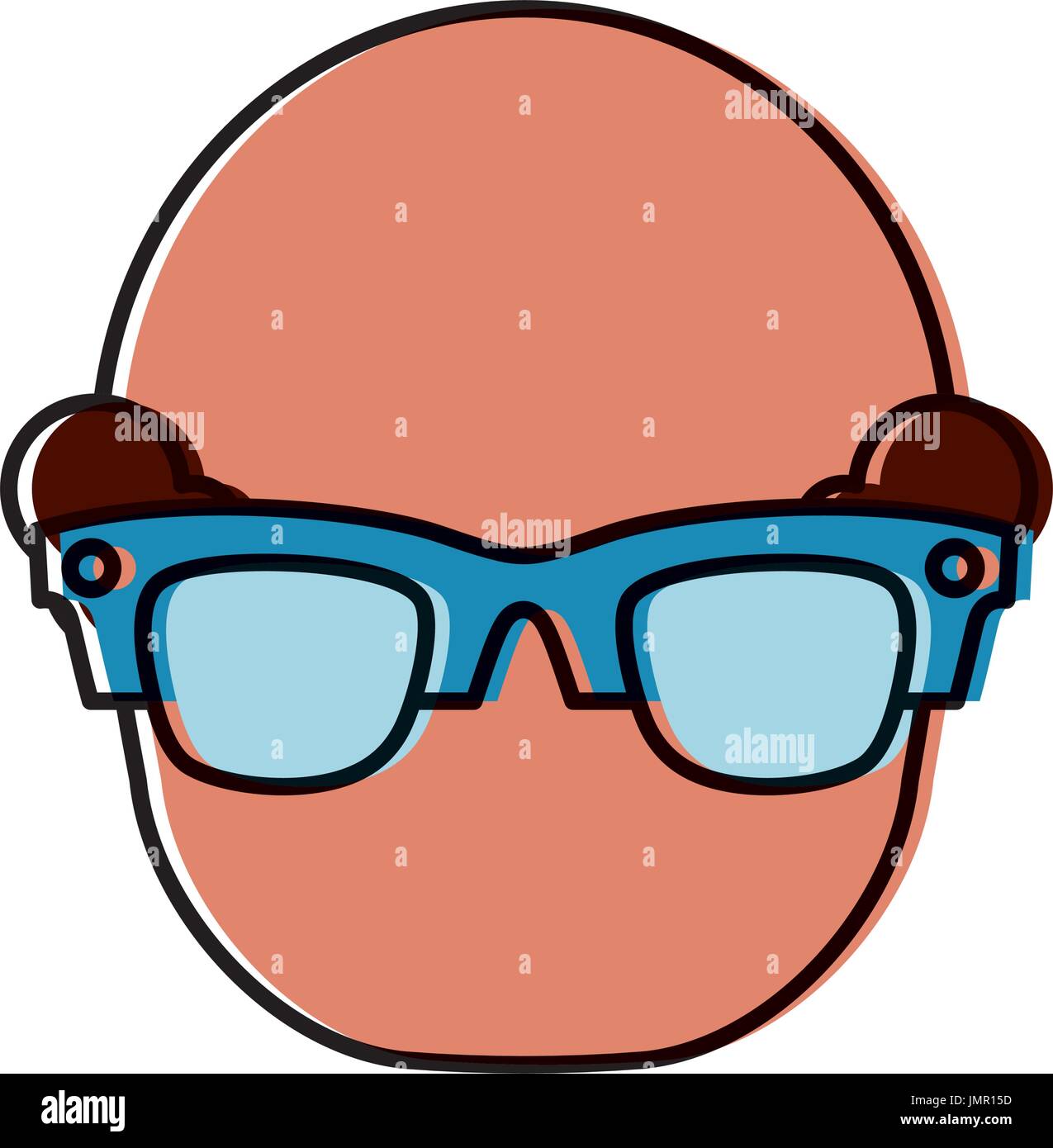 man wearing glasses icon over white background colorful design vector ...