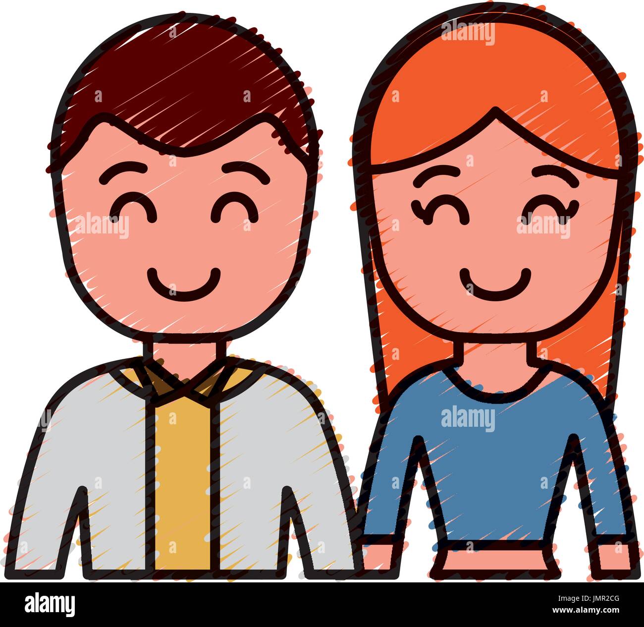 happy couple icon over white background colorful design vector ...
