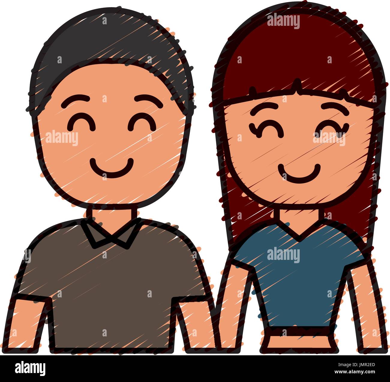 happy couple icon over white background colorful design vector ...