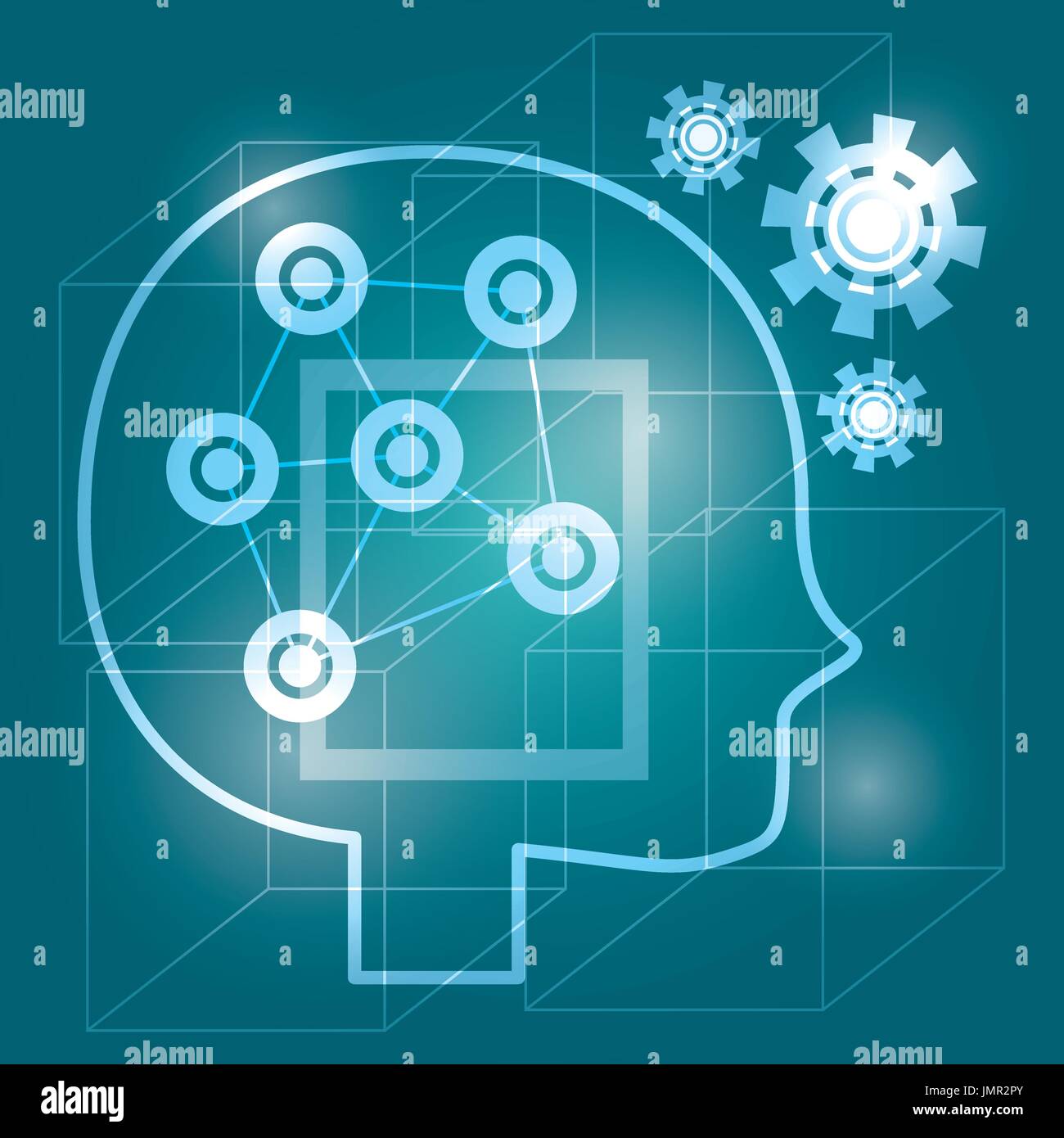 silhouette person with circuits and gears technology Stock Vector Image ...