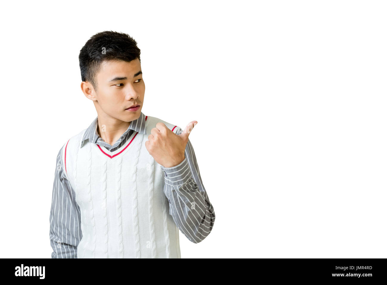 Young person pointing right Cut Out Stock Images & Pictures - Alamy