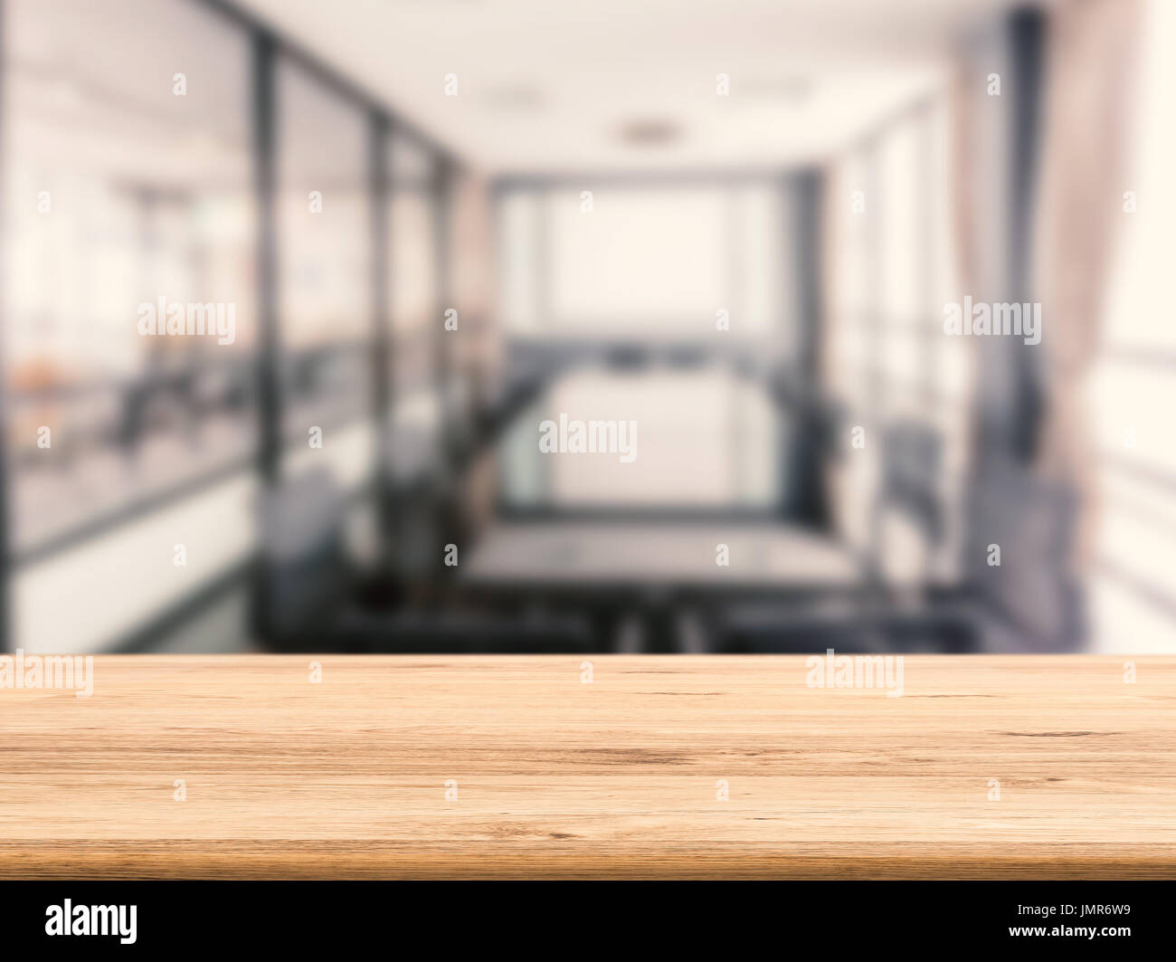 empty wooden desk with office background Stock Photo - Alamy
