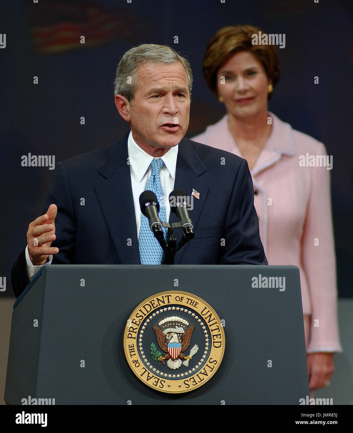 United States President George W. Bush claims victory at the at the ...