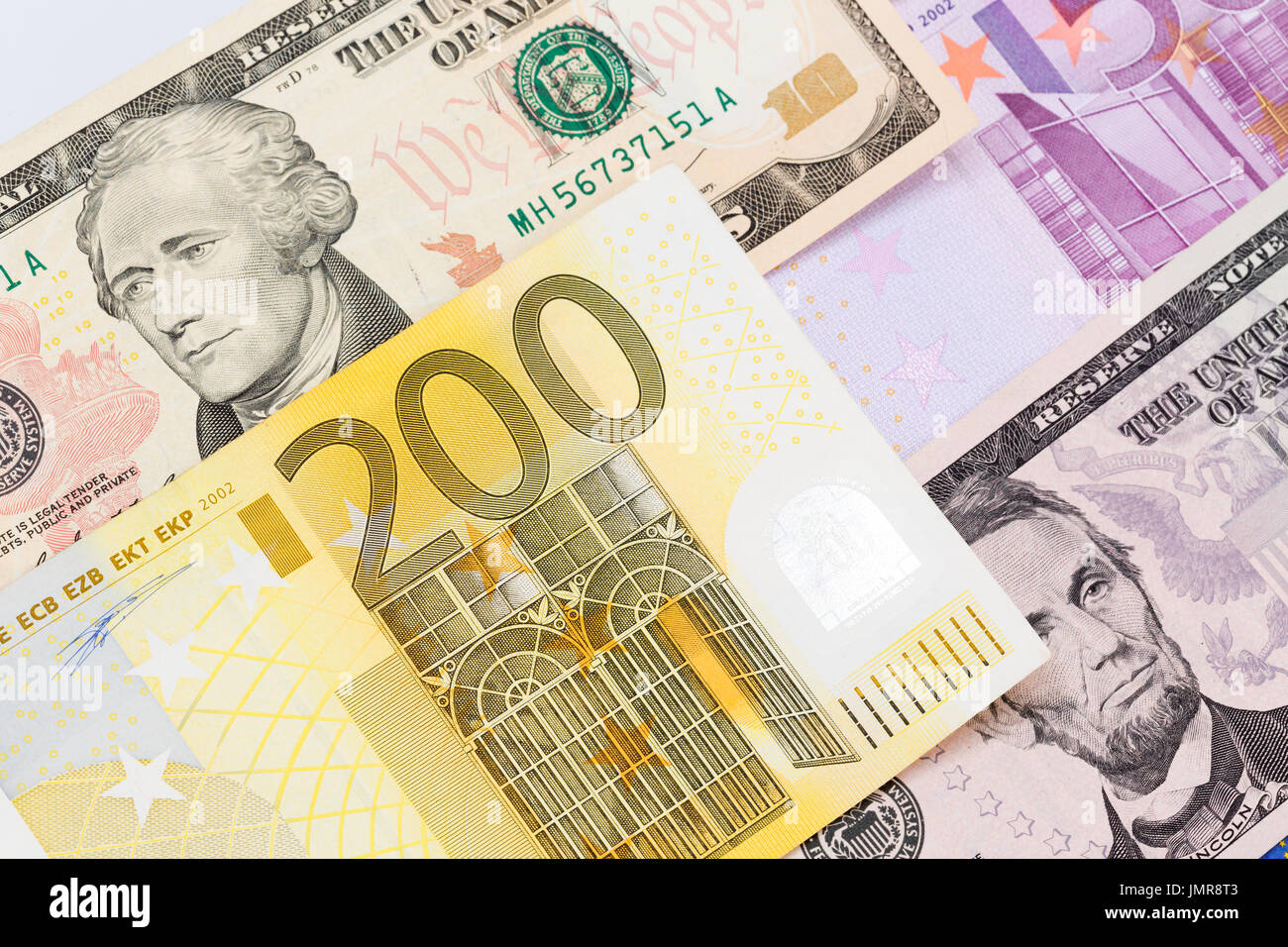 Euro-dollar banknote background Stock Photo - Alamy