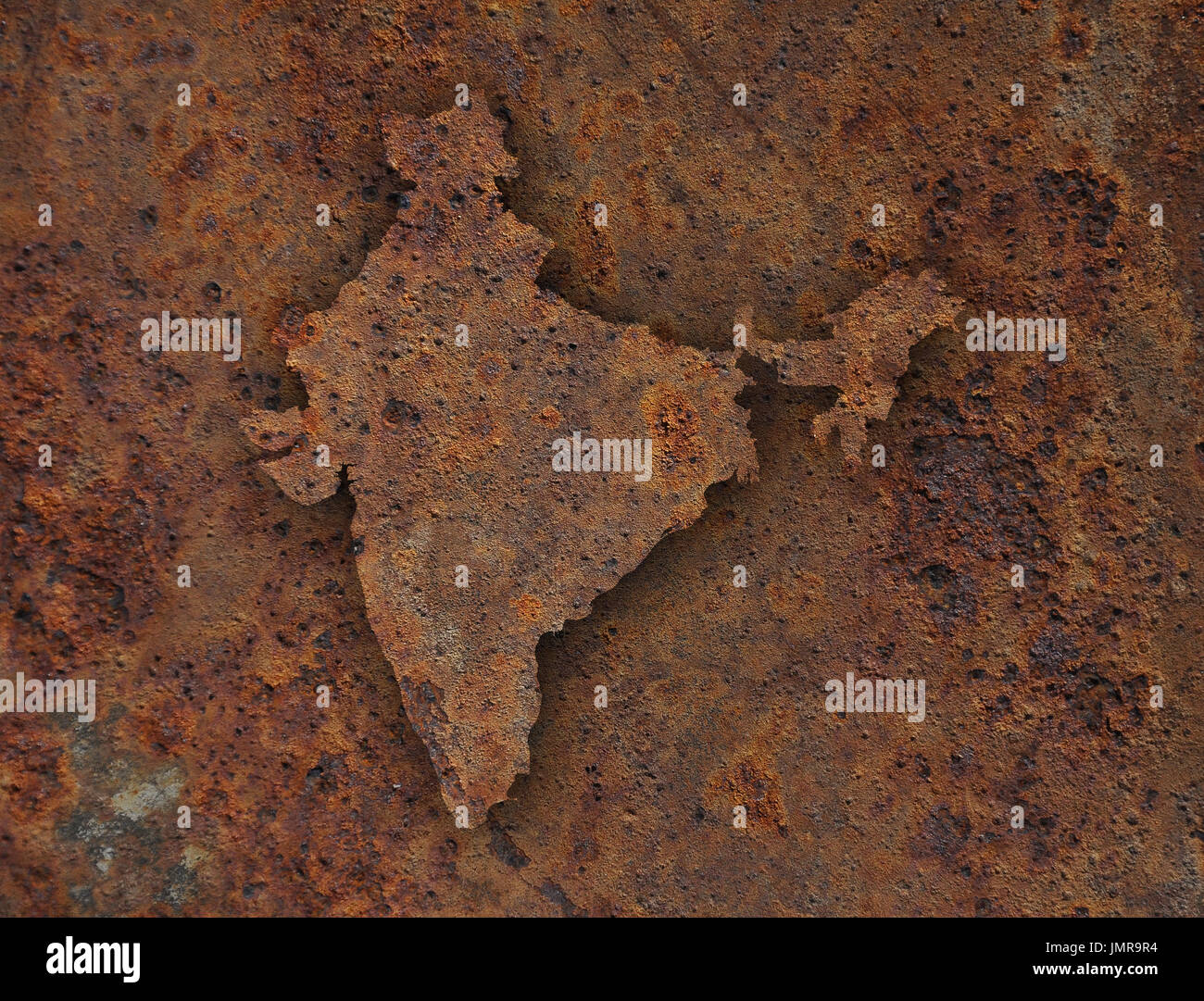 Map of India on rusty metal Stock Photo - Alamy