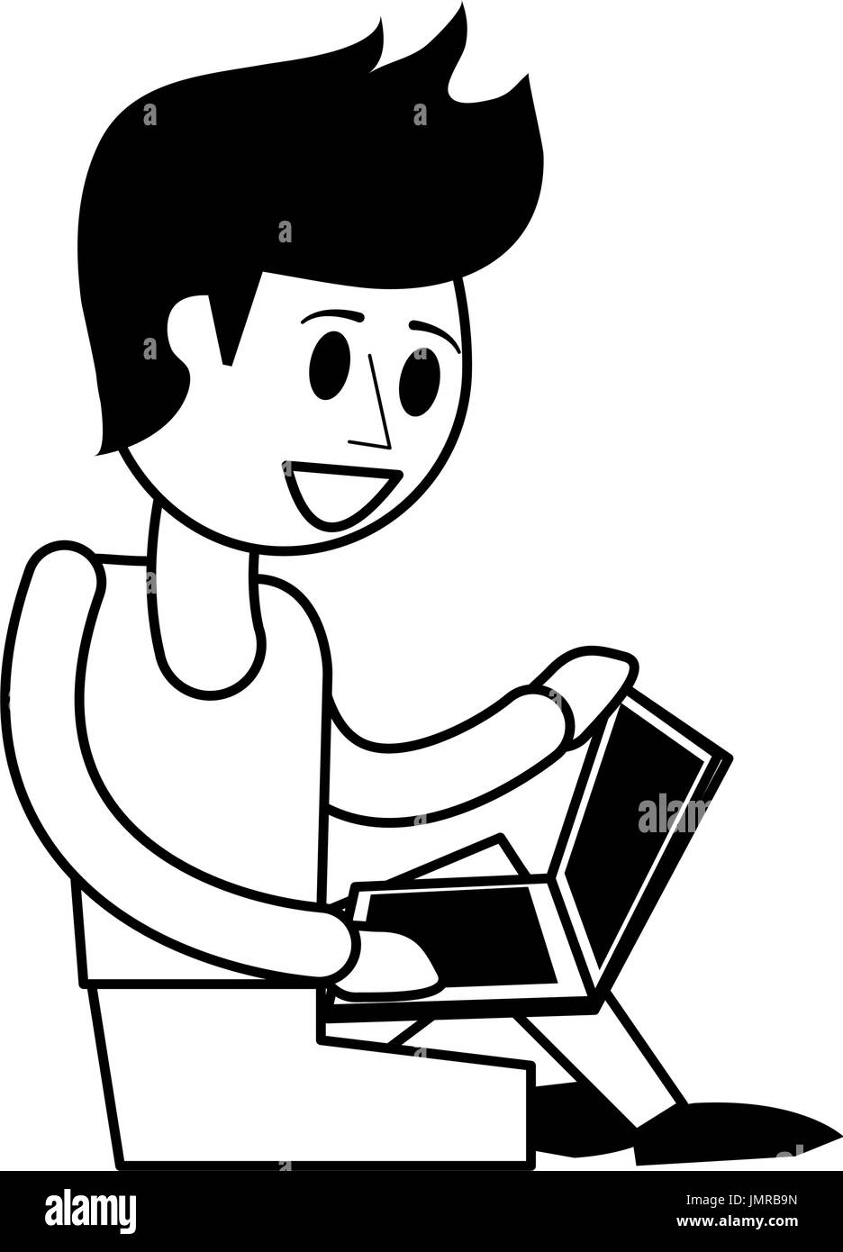 happy person using laptop icon image Stock Vector Image & Art - Alamy