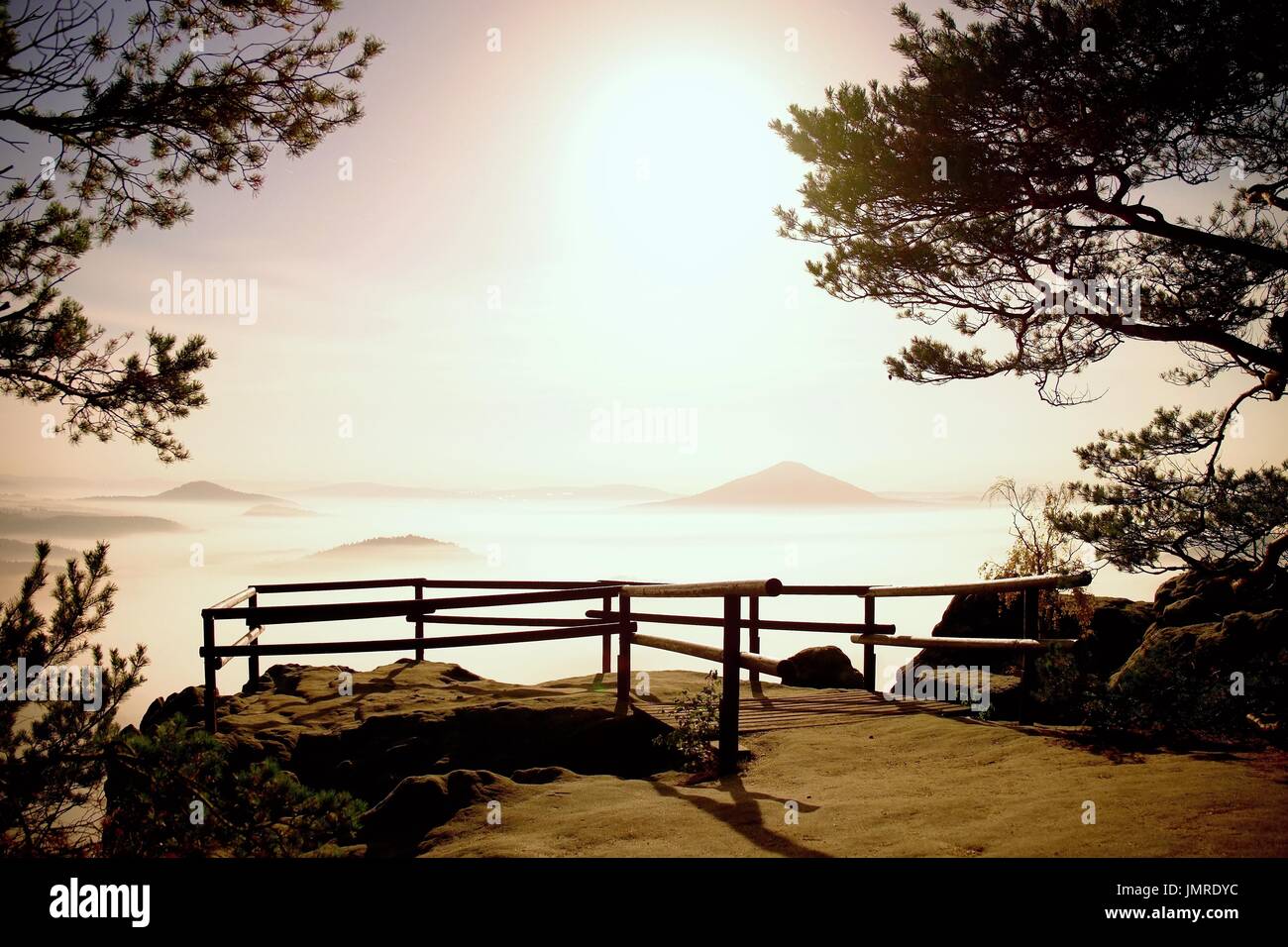 Autumn midnight. Full moon night in a beautiful mountain of Bohemian ...