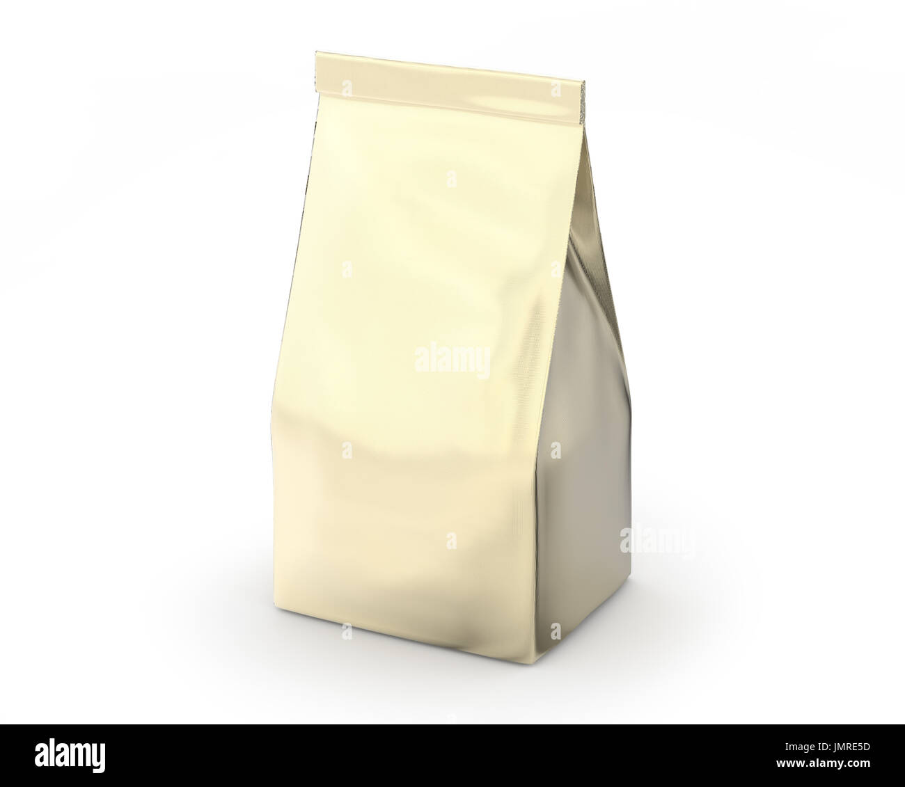 Coffee bean package mockup, blank golden color bag template in 3d ...