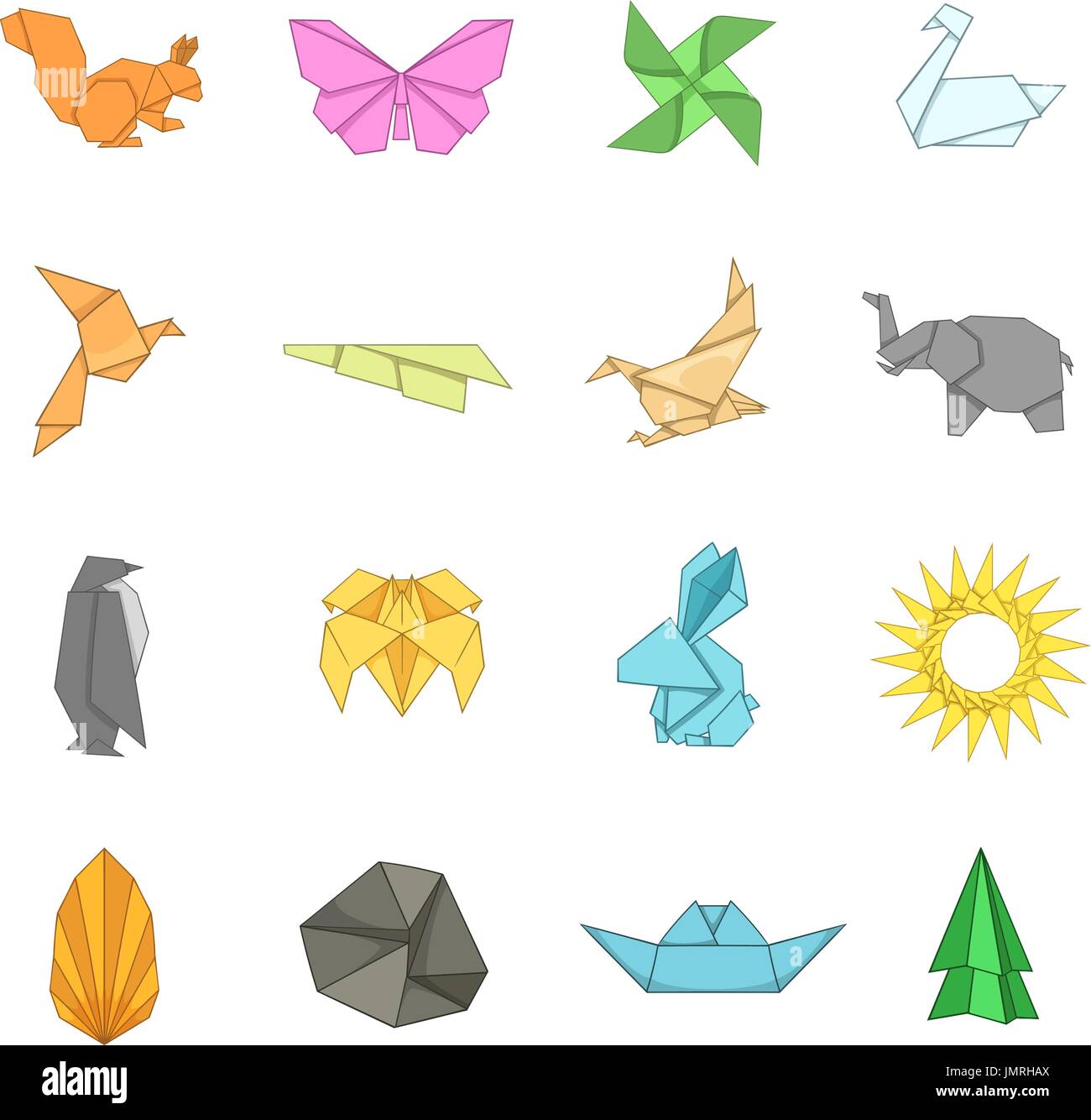Origami icons set, cartoon style Stock Vector Image & Art - Alamy