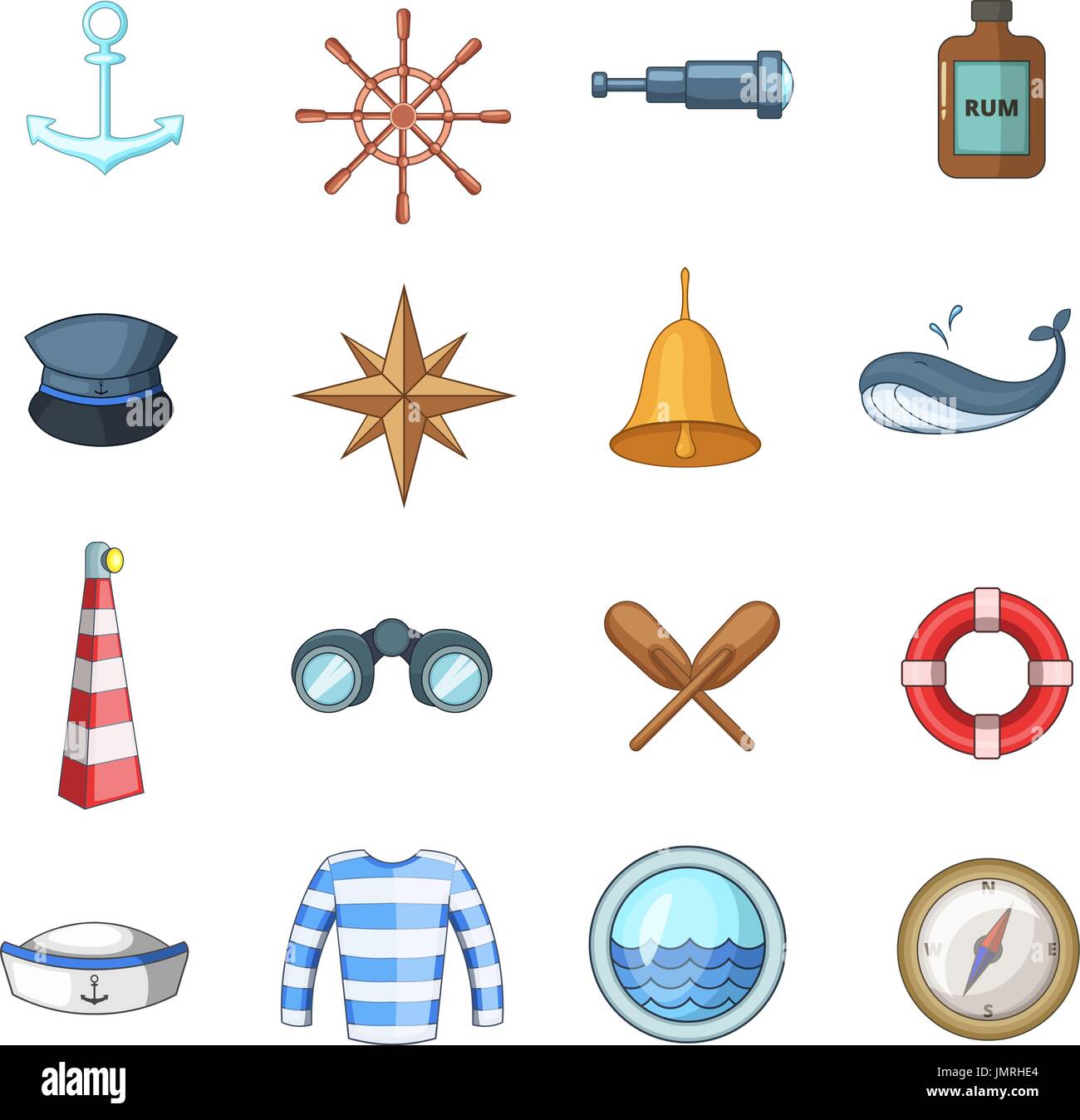 Nautical icons set, cartoon style Stock Vector Image & Art - Alamy