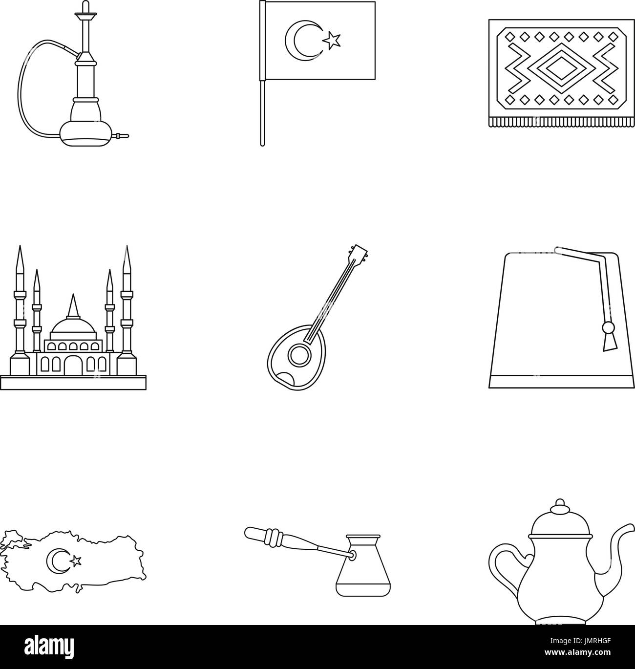 Turkey things icons set, outline style Stock Vector Image & Art - Alamy