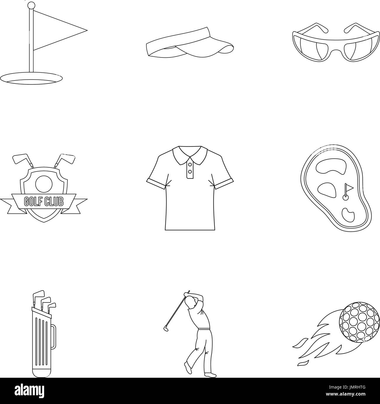 Golf market icons set, outline style Stock Vector Image & Art - Alamy