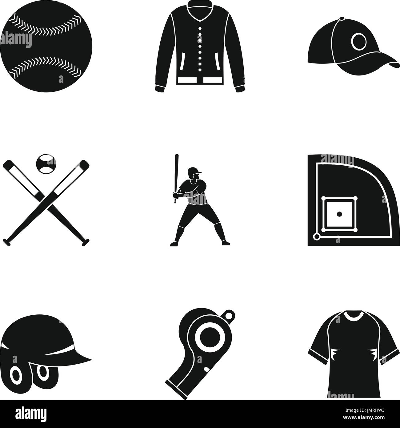 Baseball tournament icons set, simple style Stock Vector Image & Art ...