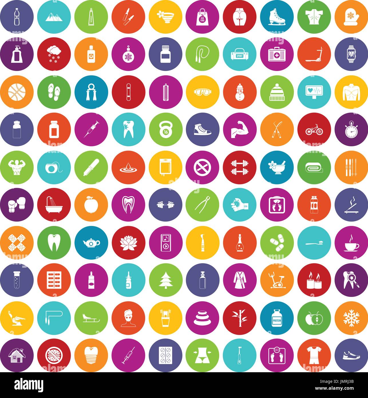 100 fit body icons set color Stock Vector Image & Art - Alamy