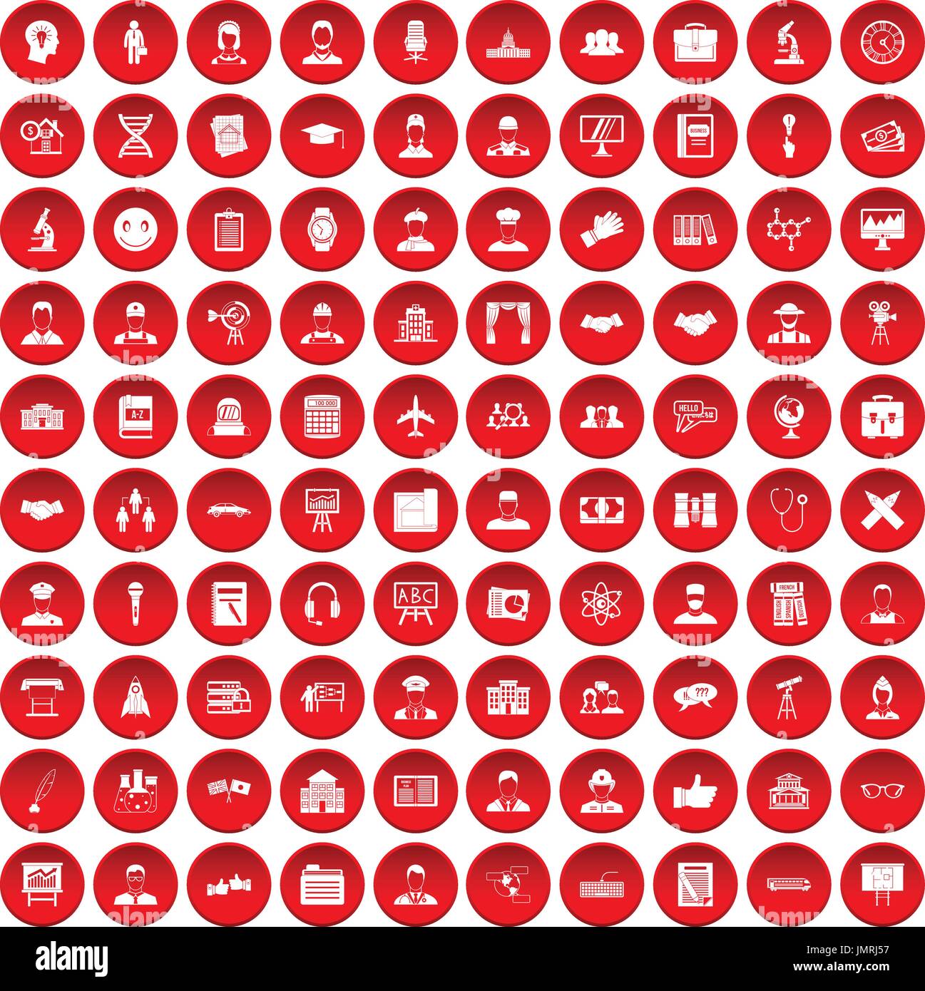 100 intelligent icons set red Stock Vector Image & Art - Alamy