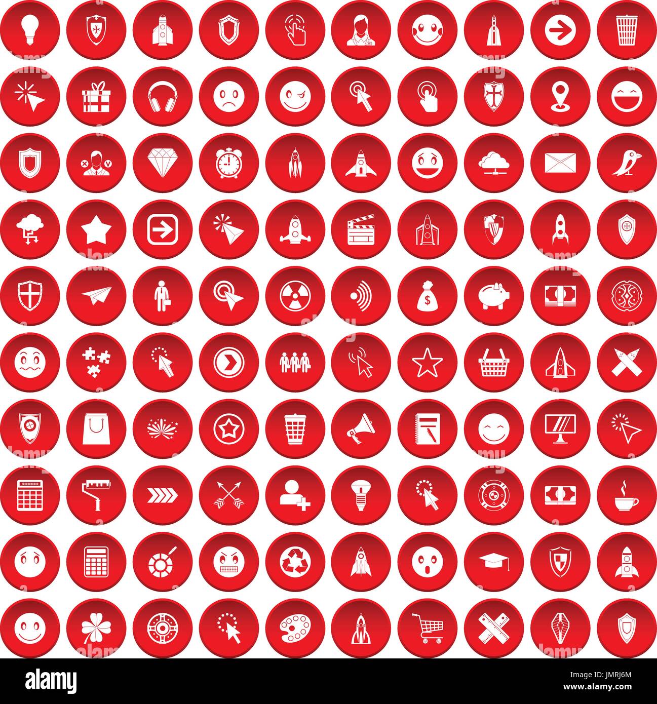 100 interface pictogram icons set red Stock Vector Image & Art - Alamy