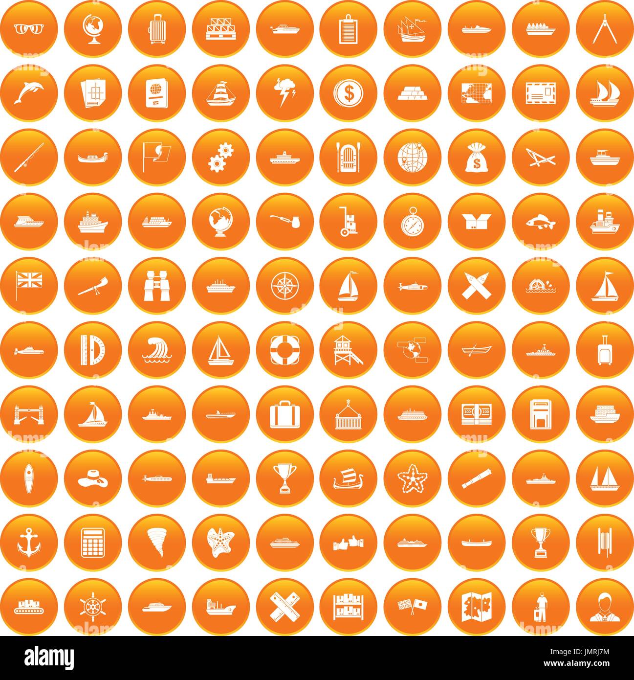 100 shipping icons set orange Stock Vector Image & Art - Alamy