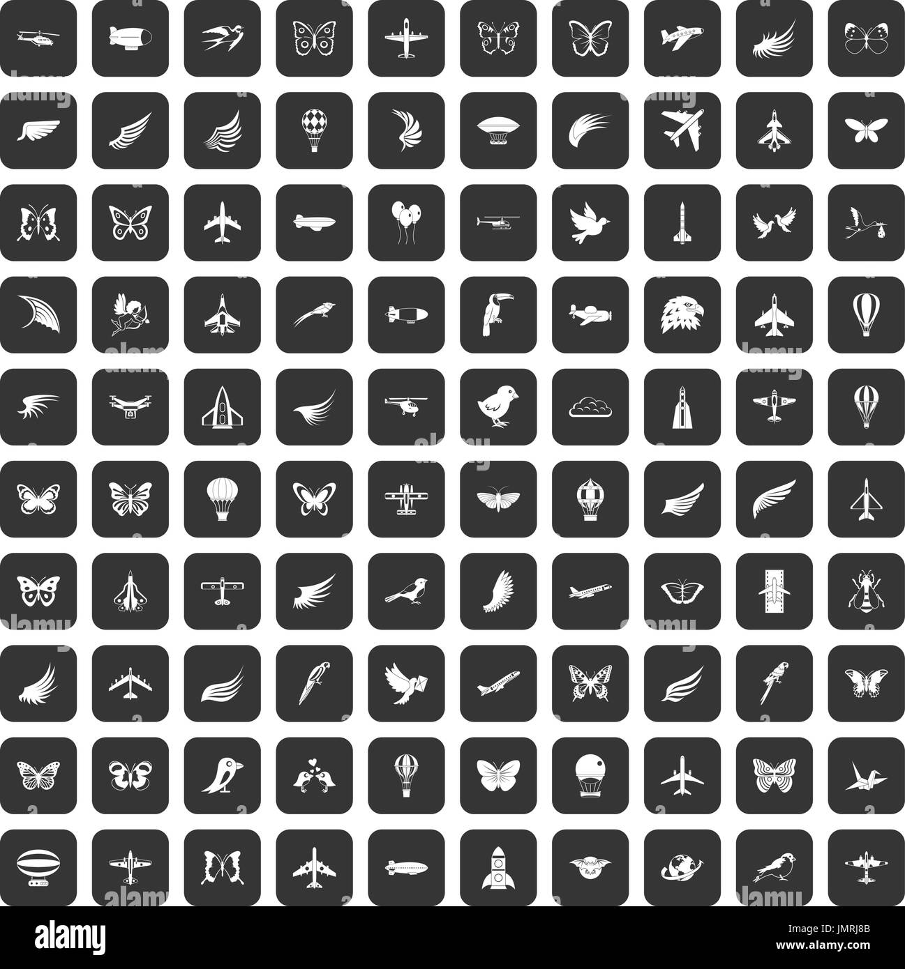 100 fly icons set black Stock Vector Image & Art - Alamy