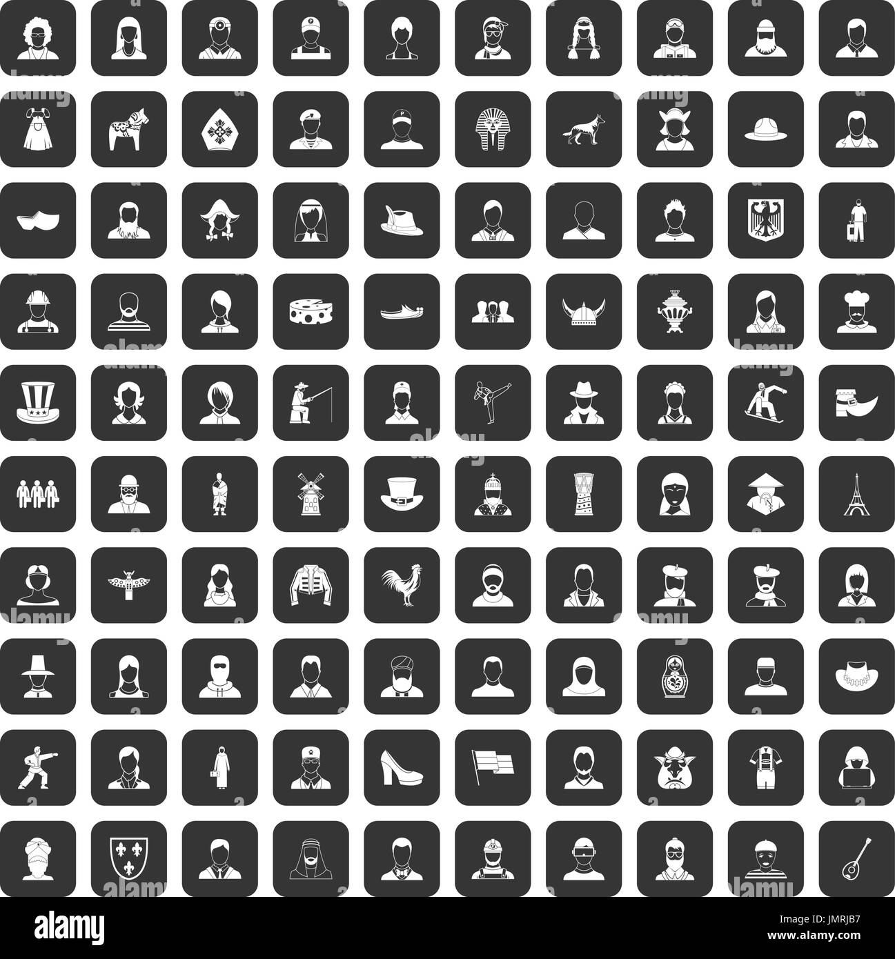 100 folk icons set black Stock Vector Image & Art - Alamy