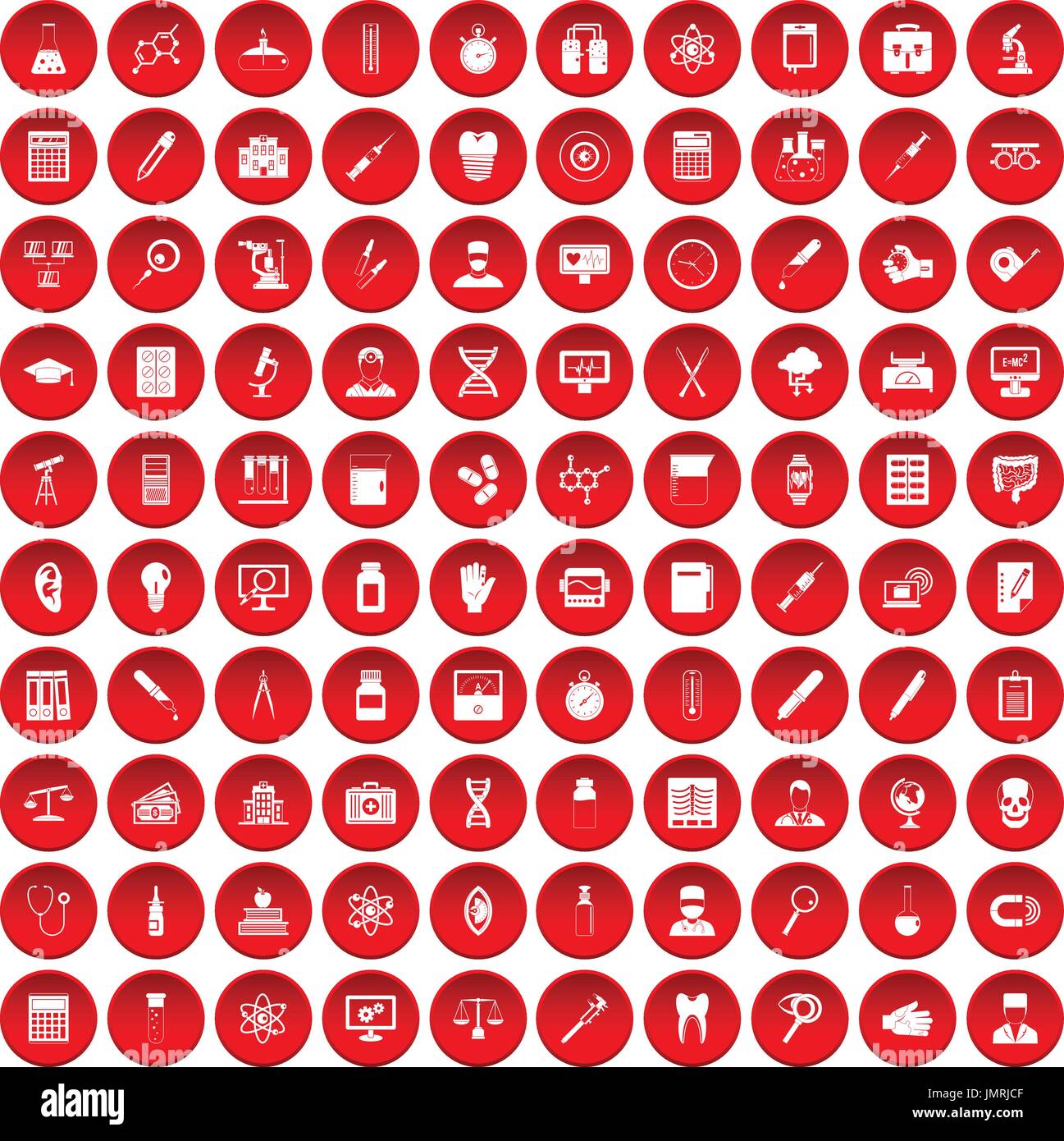 100 lab icons set red Stock Vector Image & Art - Alamy