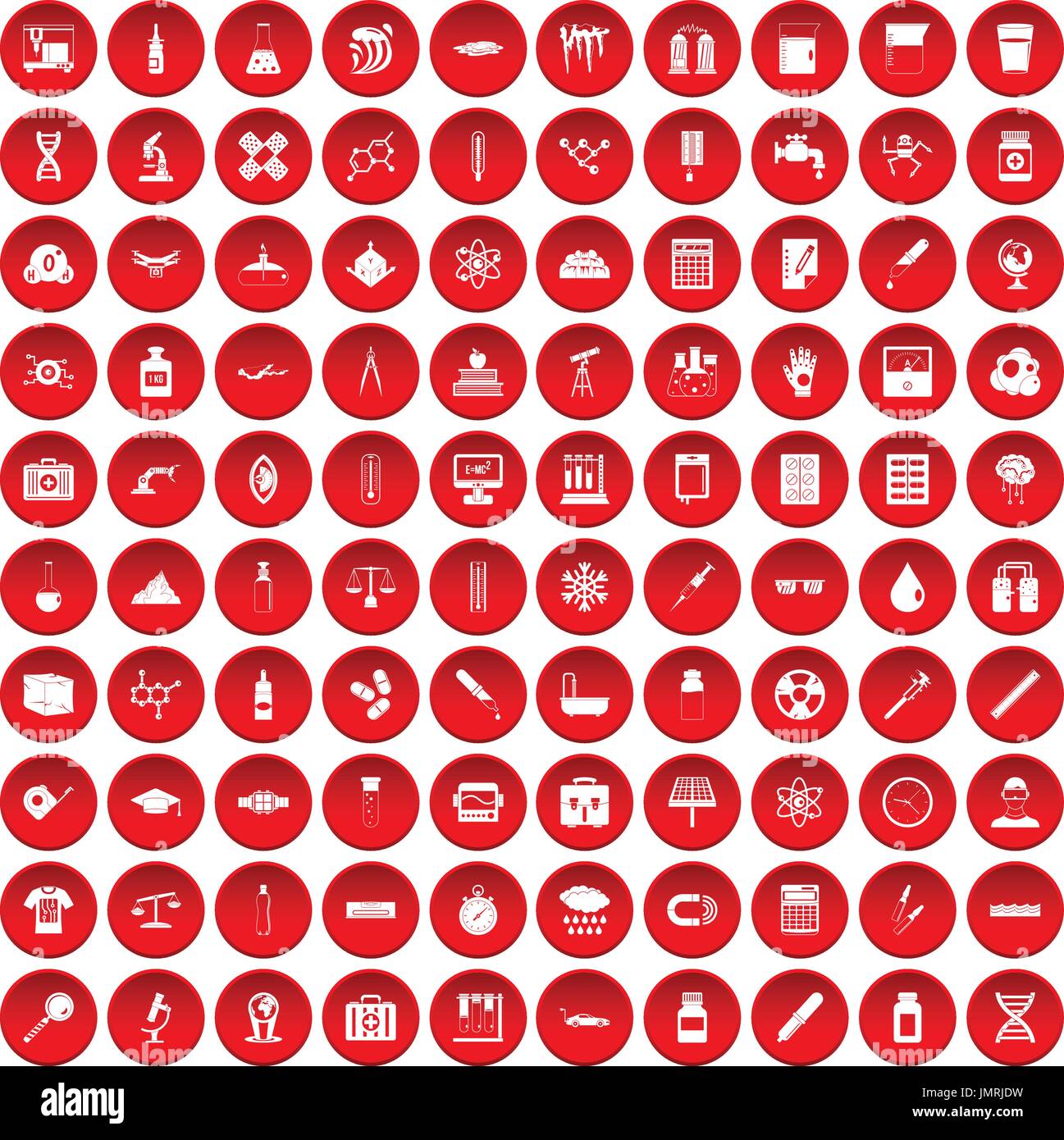 100 laboratory icons set red Stock Vector Image & Art - Alamy