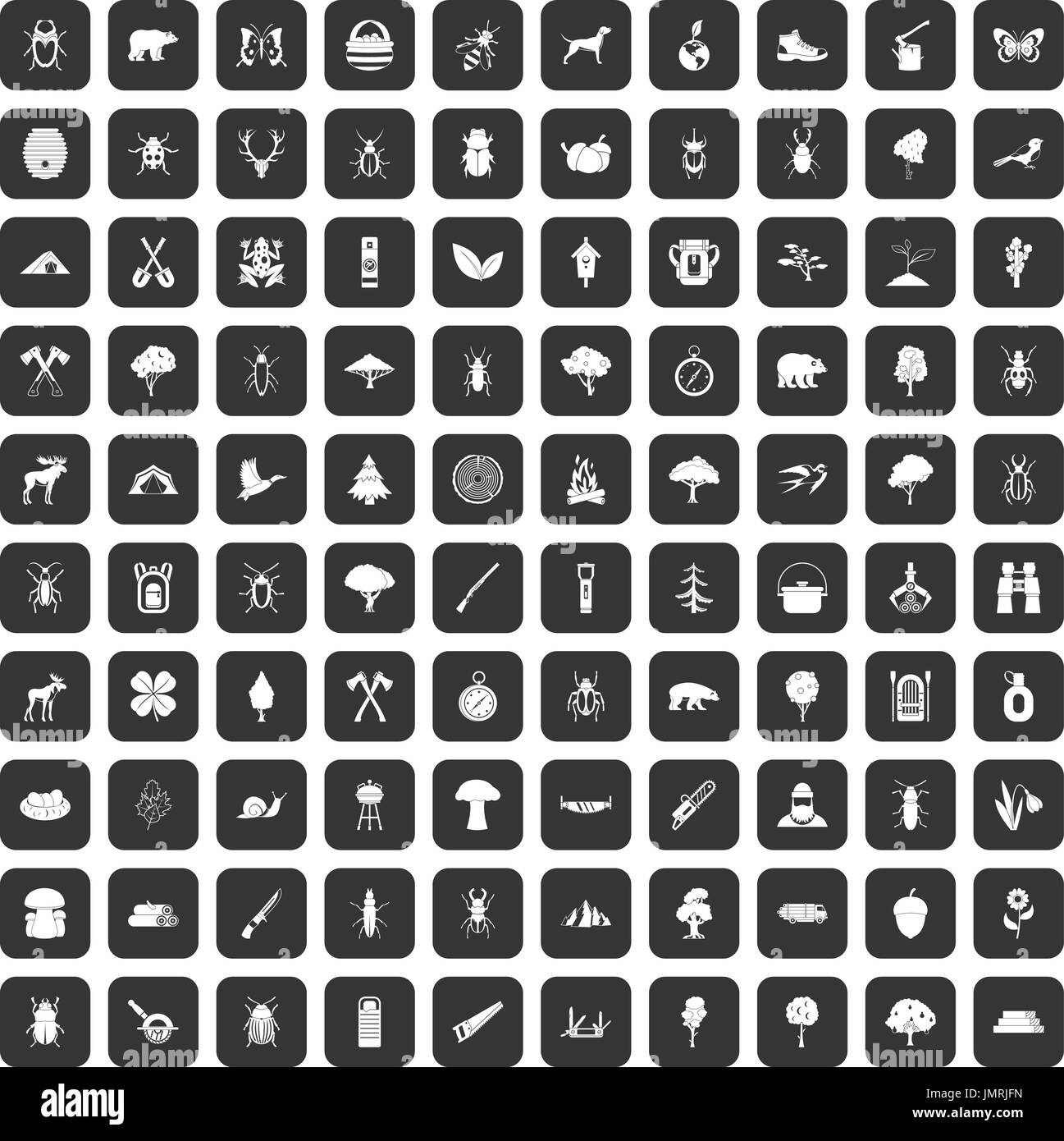 100 forest icons set black Stock Vector Image & Art - Alamy