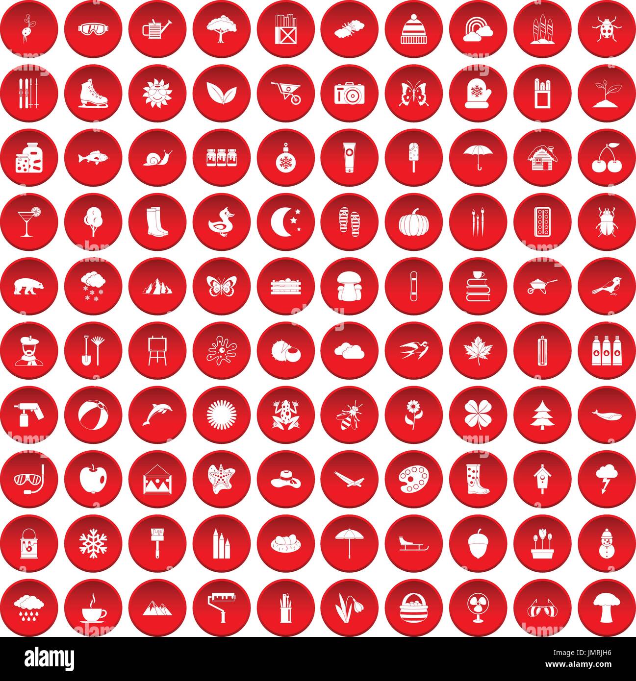 100 landscape icons set red Stock Vector Image & Art - Alamy