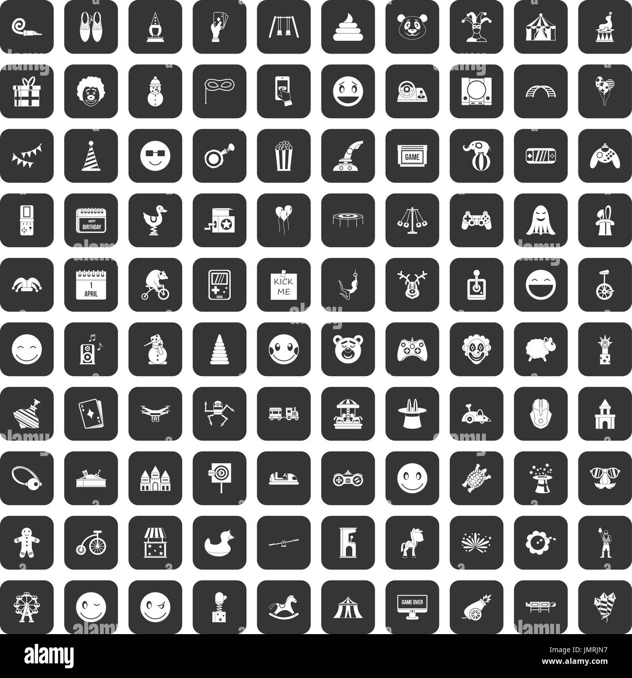 100 funny icons set black Stock Vector Image & Art - Alamy