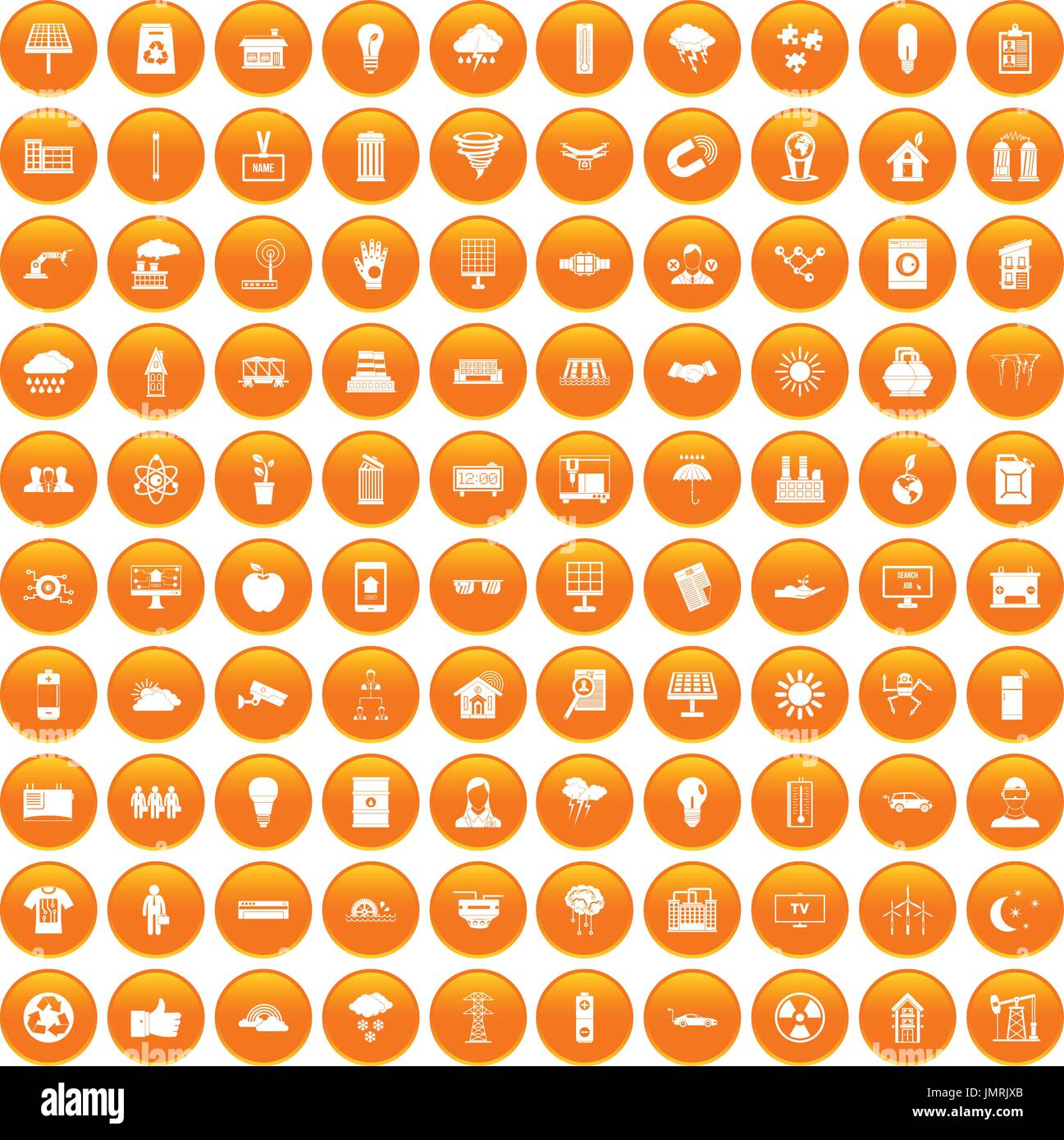 100 solar energy icons set orange Stock Vector Image & Art - Alamy