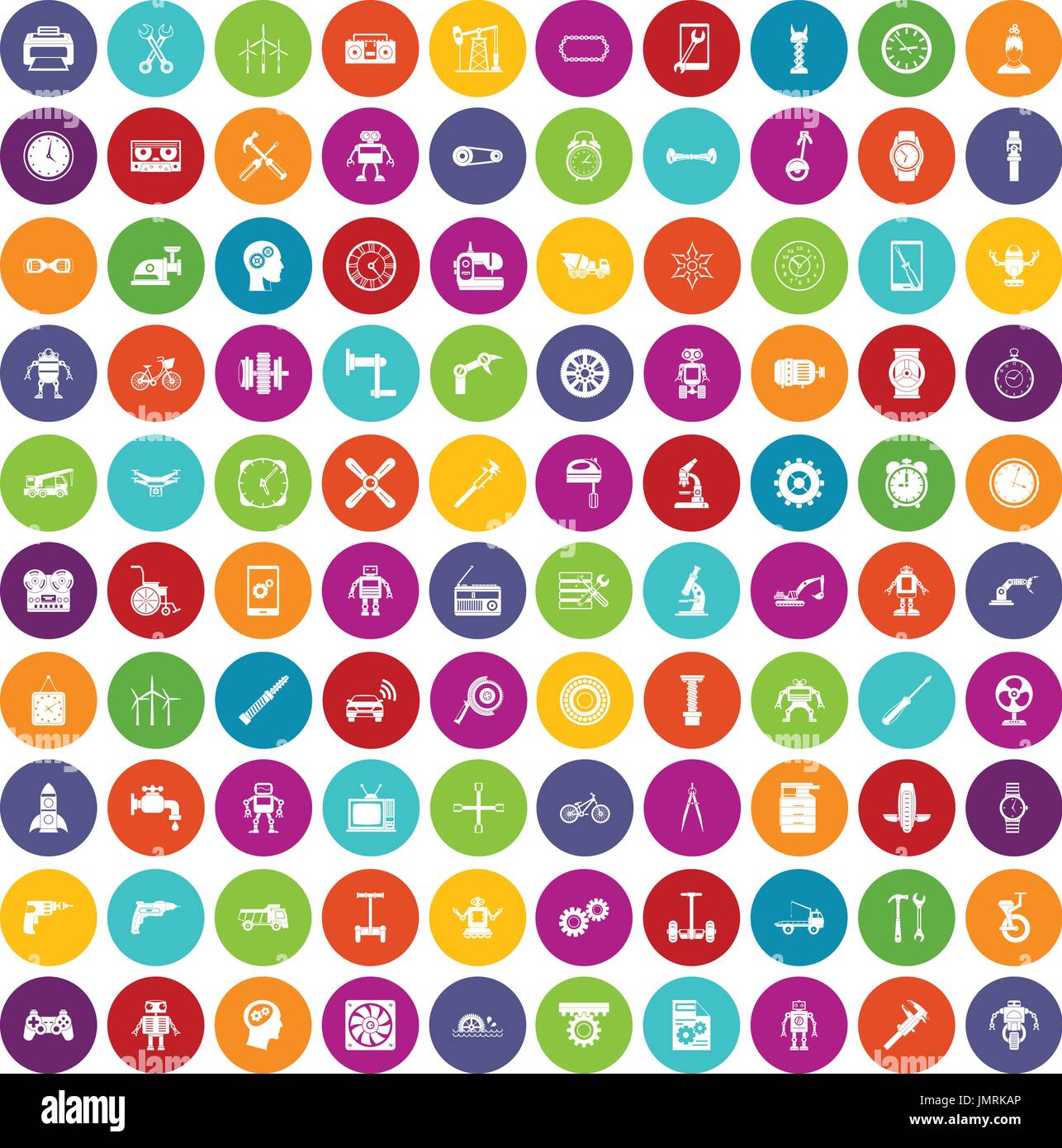 100 gear icons set color Stock Vector Image & Art - Alamy