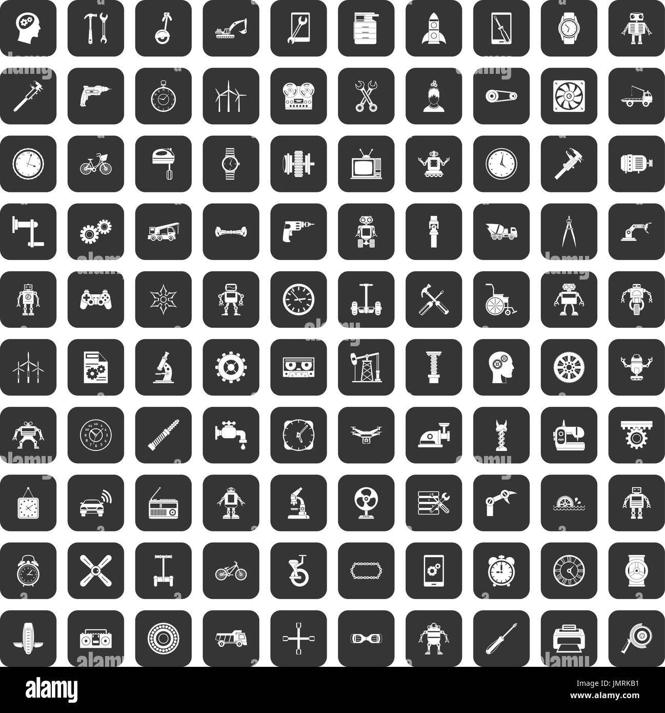 100 gear icons set black Stock Vector Image & Art - Alamy