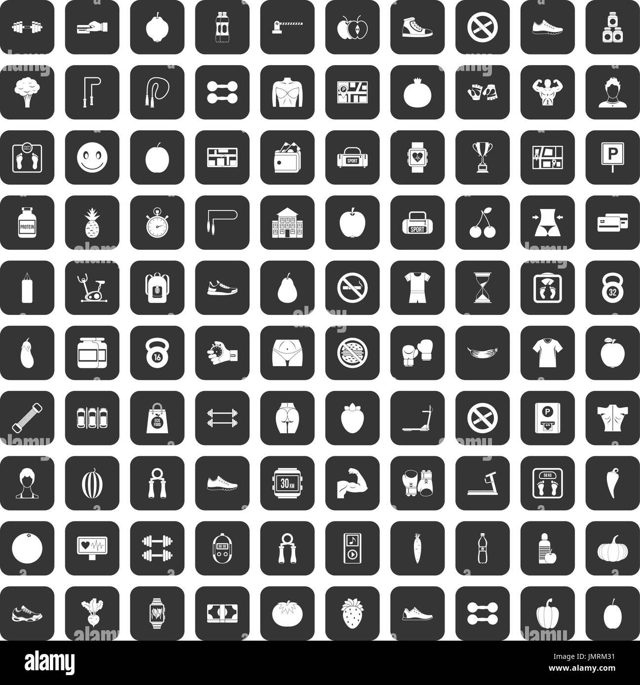 100 gym icons set black Stock Vector Image & Art - Alamy