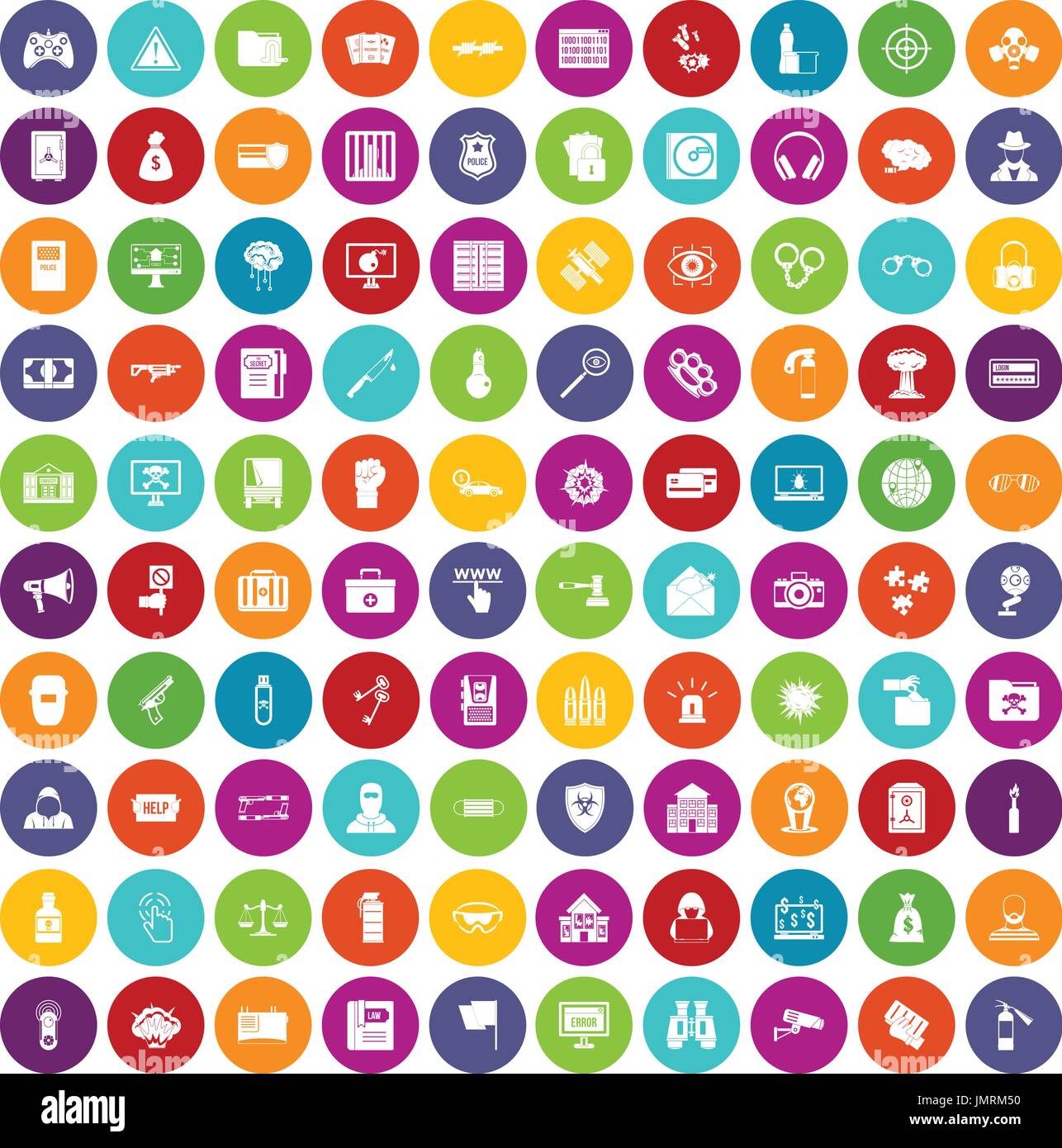 100 hacking icons set color Stock Vector Image & Art - Alamy
