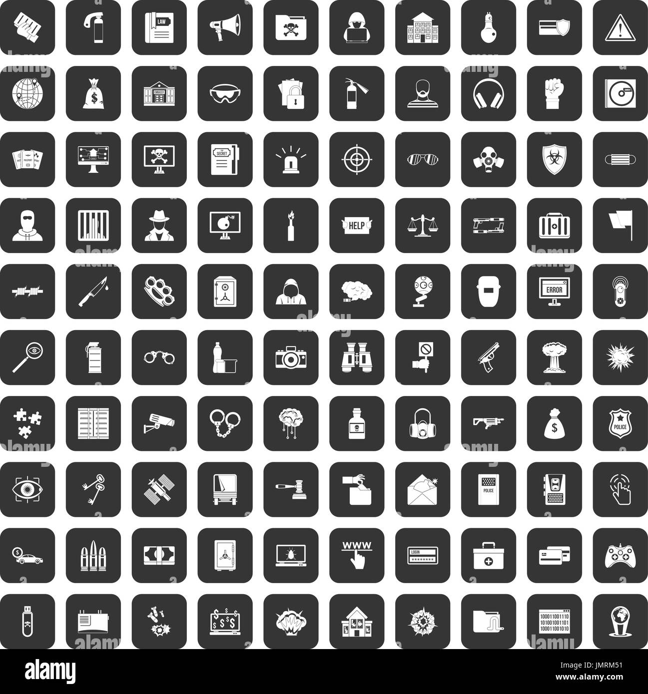 100 hacking icons set black Stock Vector Image & Art - Alamy