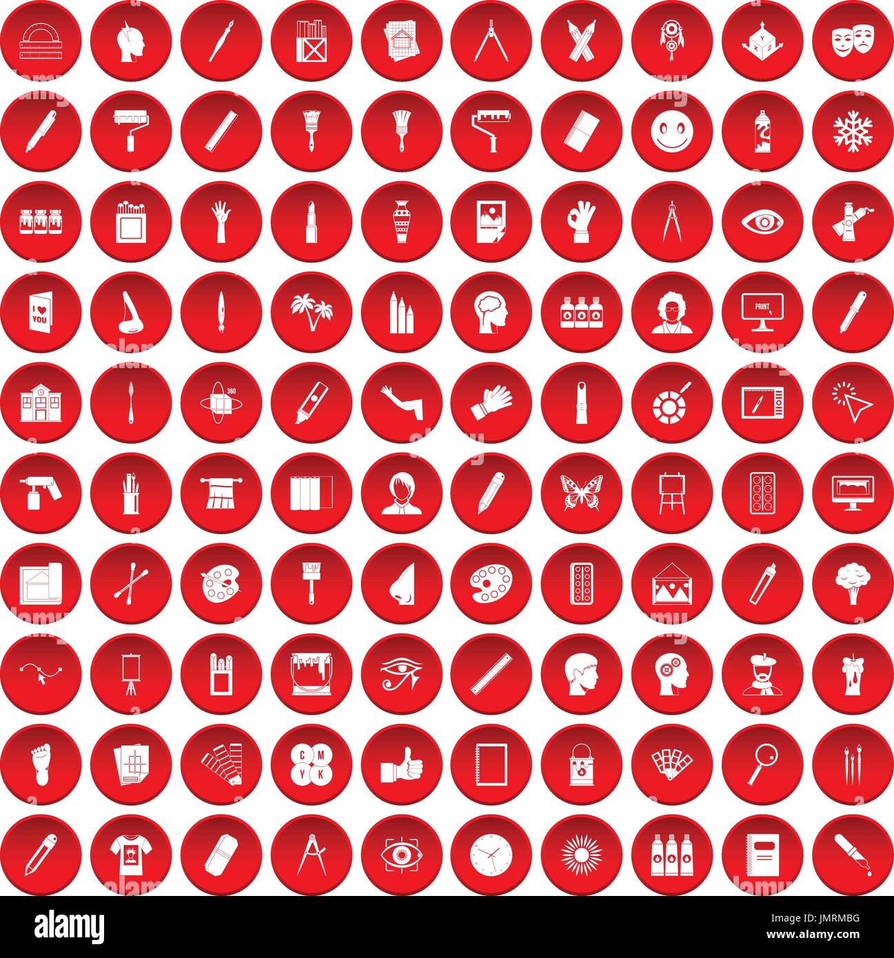 100 paint icons set red Stock Vector Image & Art - Alamy