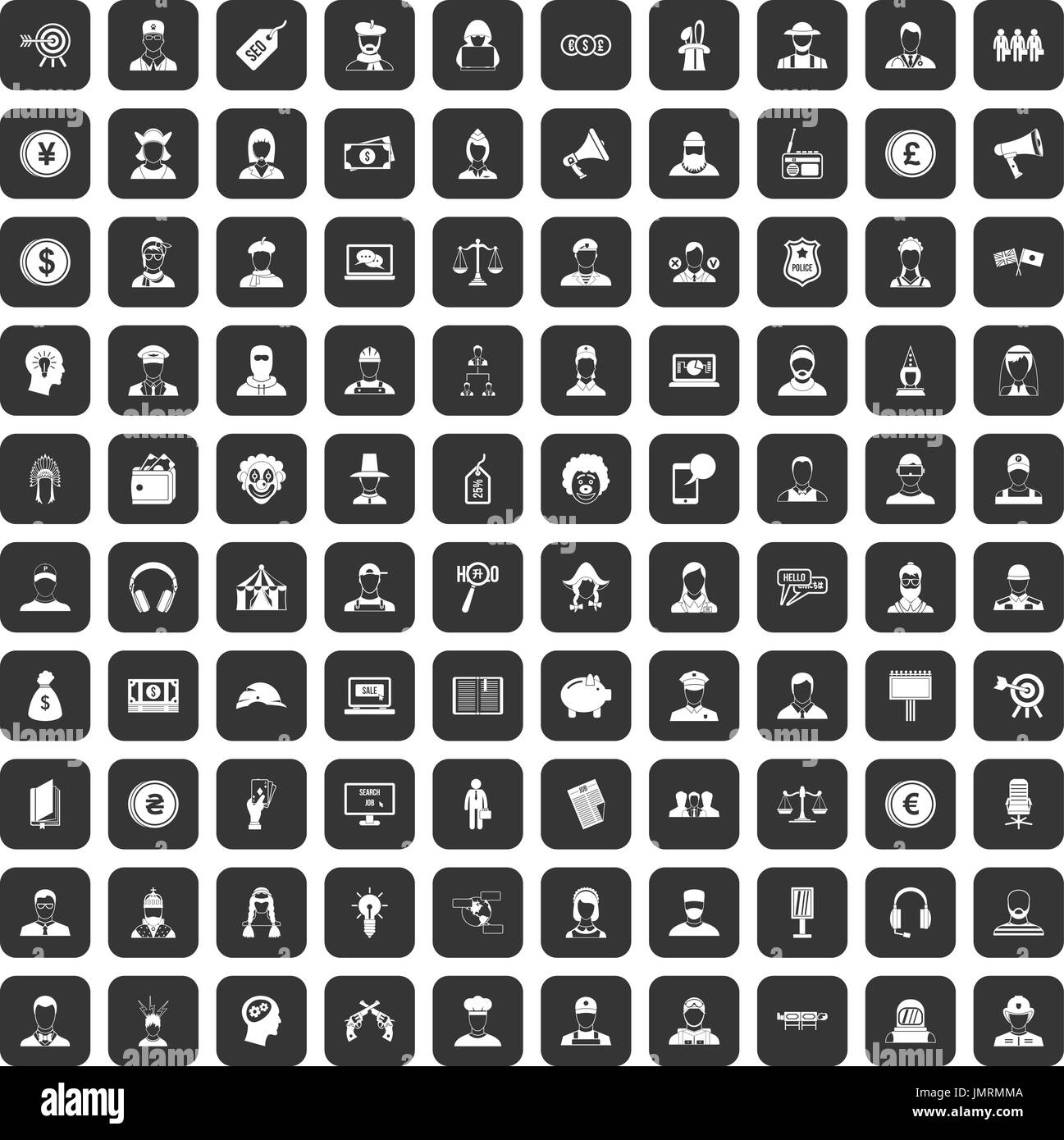 100 headhunter icons set black Stock Vector Image & Art - Alamy