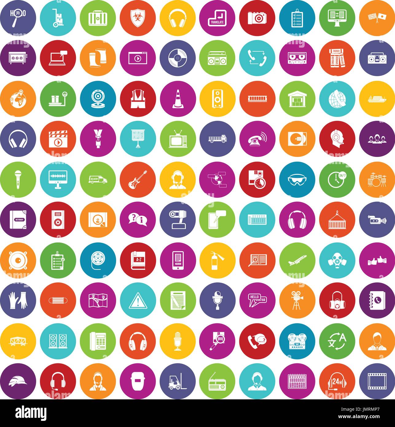 100 headphones icons set color Stock Vector Image & Art - Alamy