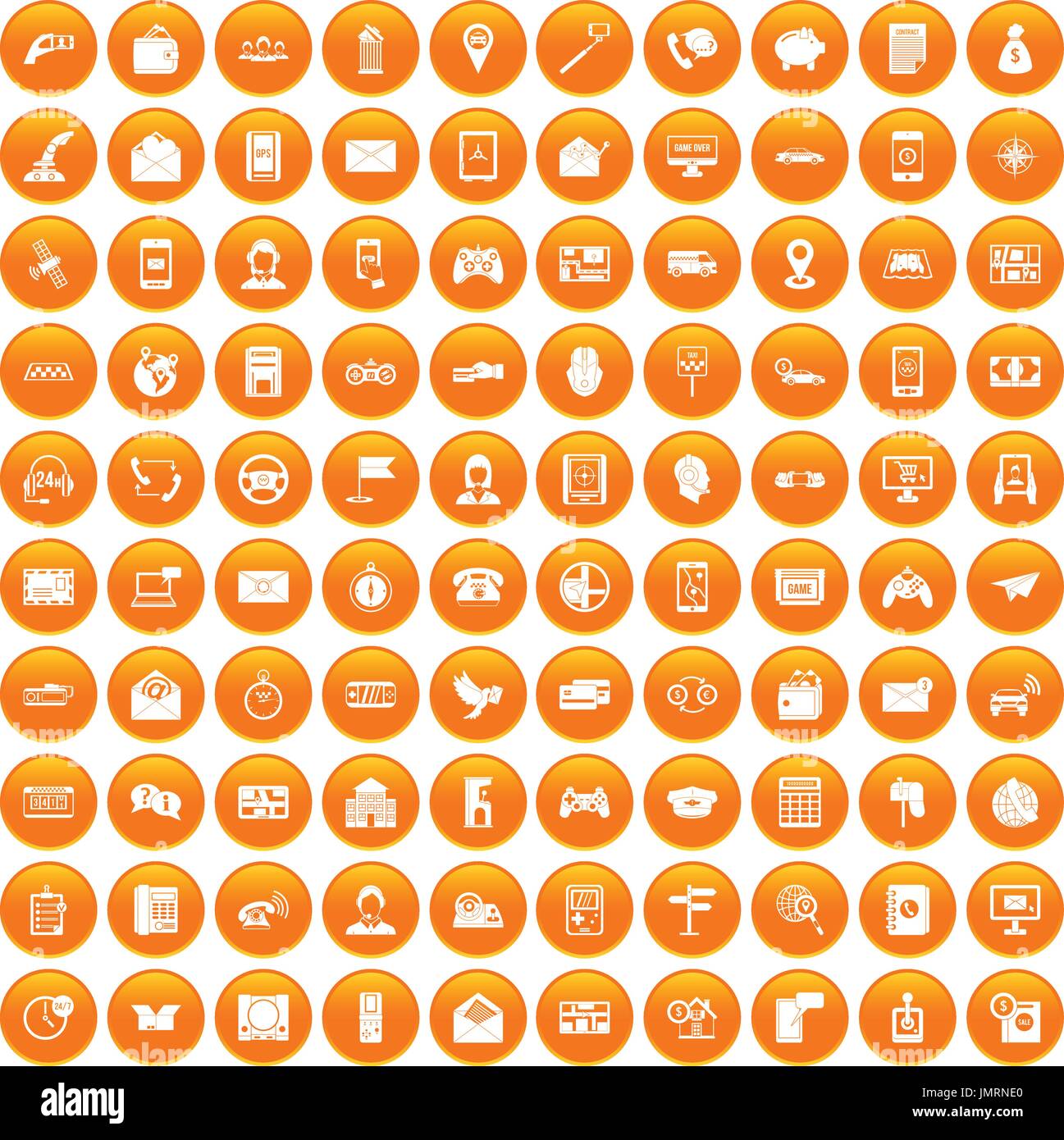 100 telephone icons set orange Stock Vector Image & Art - Alamy
