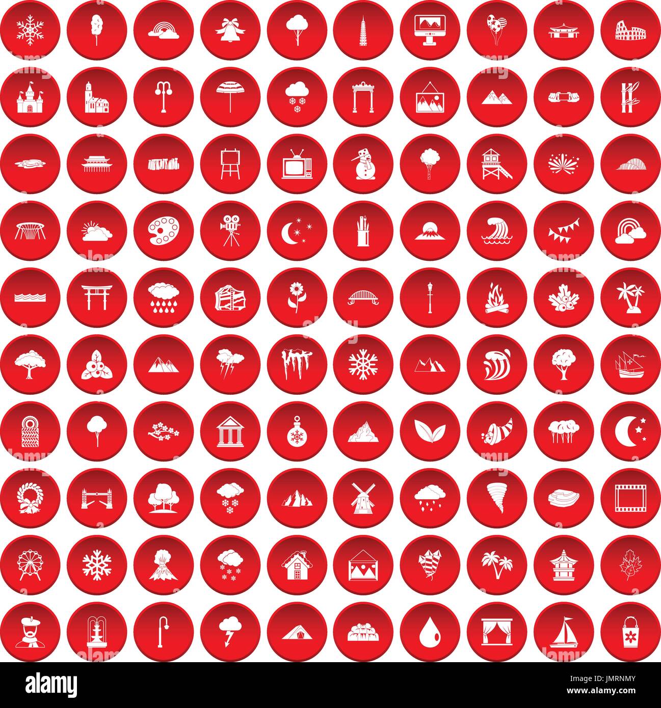 100 scenery icons set red Stock Vector Image & Art - Alamy