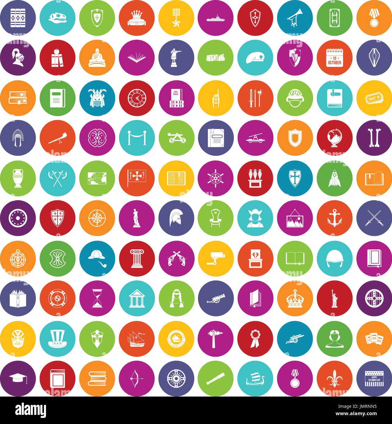 100 history icons set color Stock Vector Image & Art - Alamy