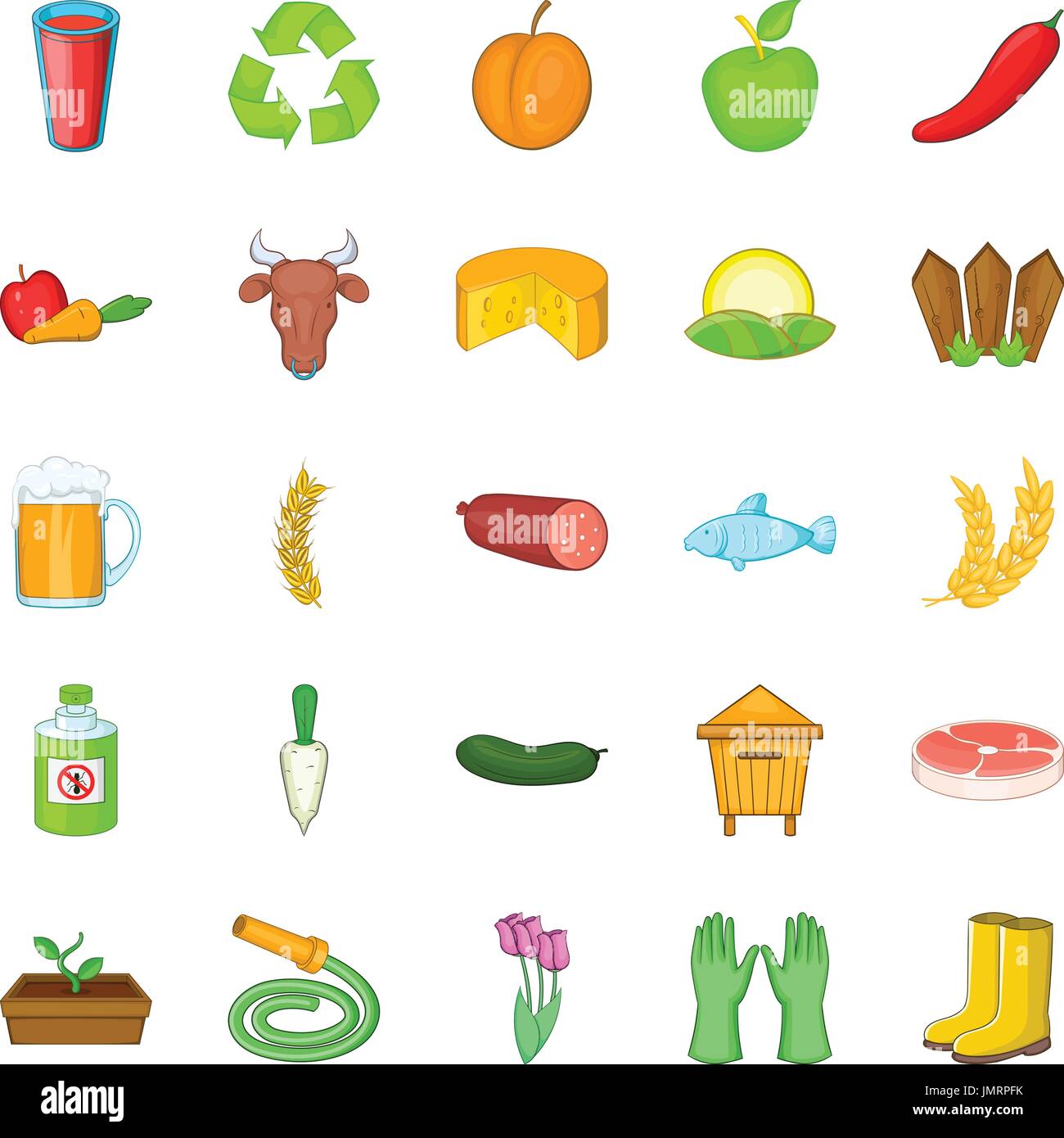 Slaughterhouse icons set, cartoon style Stock Vector Image & Art - Alamy
