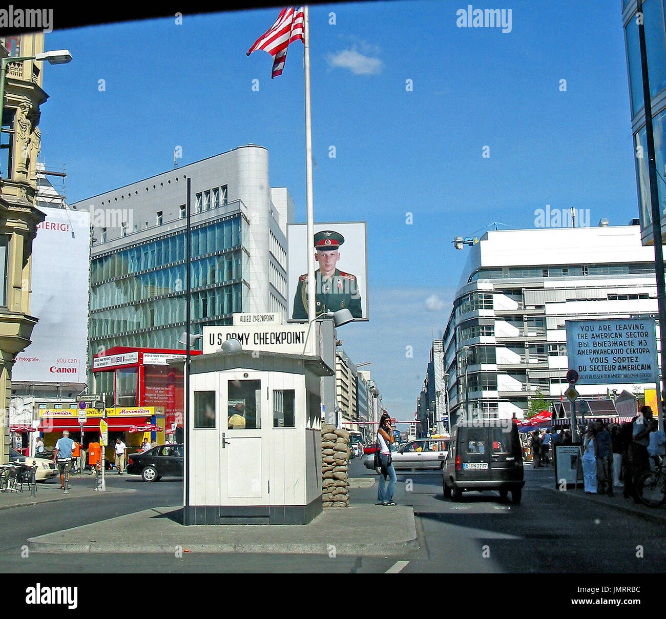 Berlin, Germany - August 26, 2003 -- Guardhouse at "Checkpoint Charlie ...