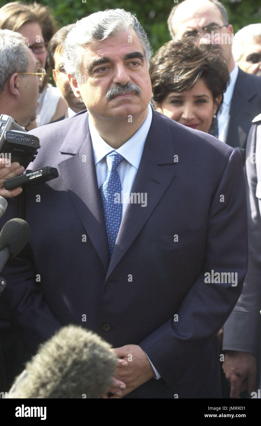 Washington, DC - April 24, 2001 -- Lebanese Prime Minister Rafiq Hariri ...
