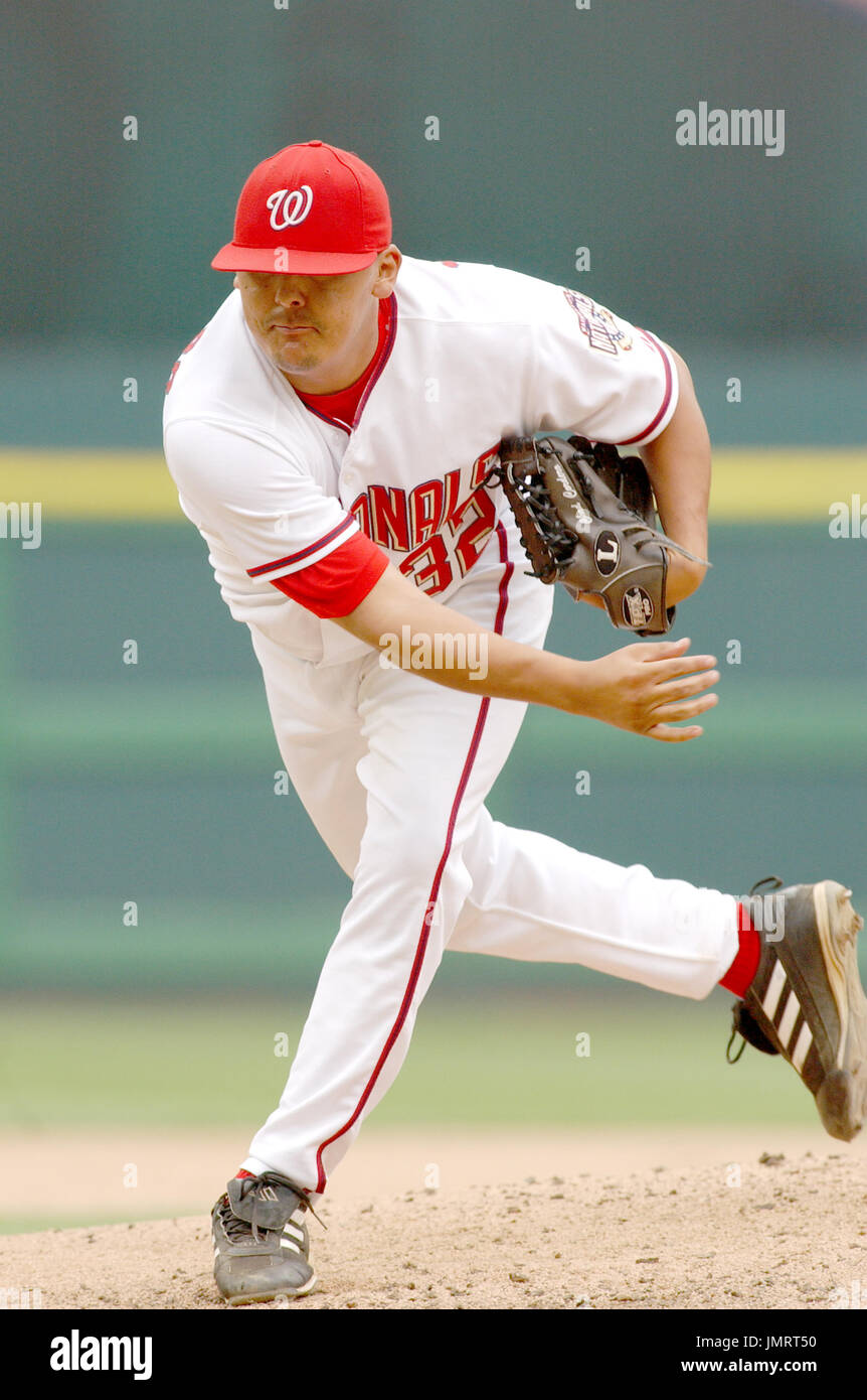 Washington, D.C. - July 7, 2005 -- Washington Nationals relief pitcher ...