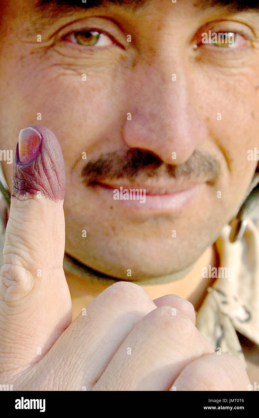 Tal Afar Iraq October 15 2005 An Iraqi Solider Proudly Displays